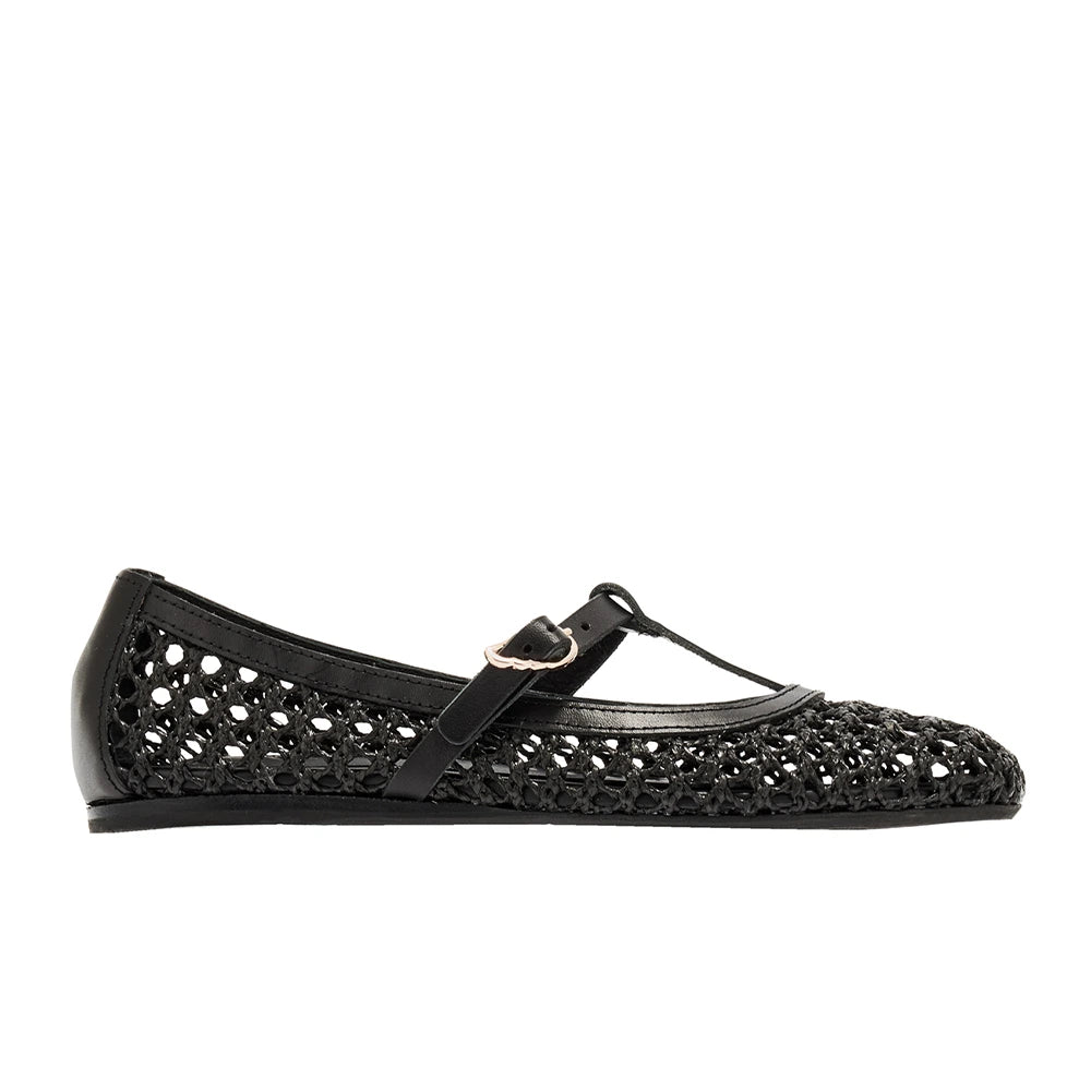 Ancient Greek Sandals Aerati Raffia Ballet Flats - Black | Editorialist
