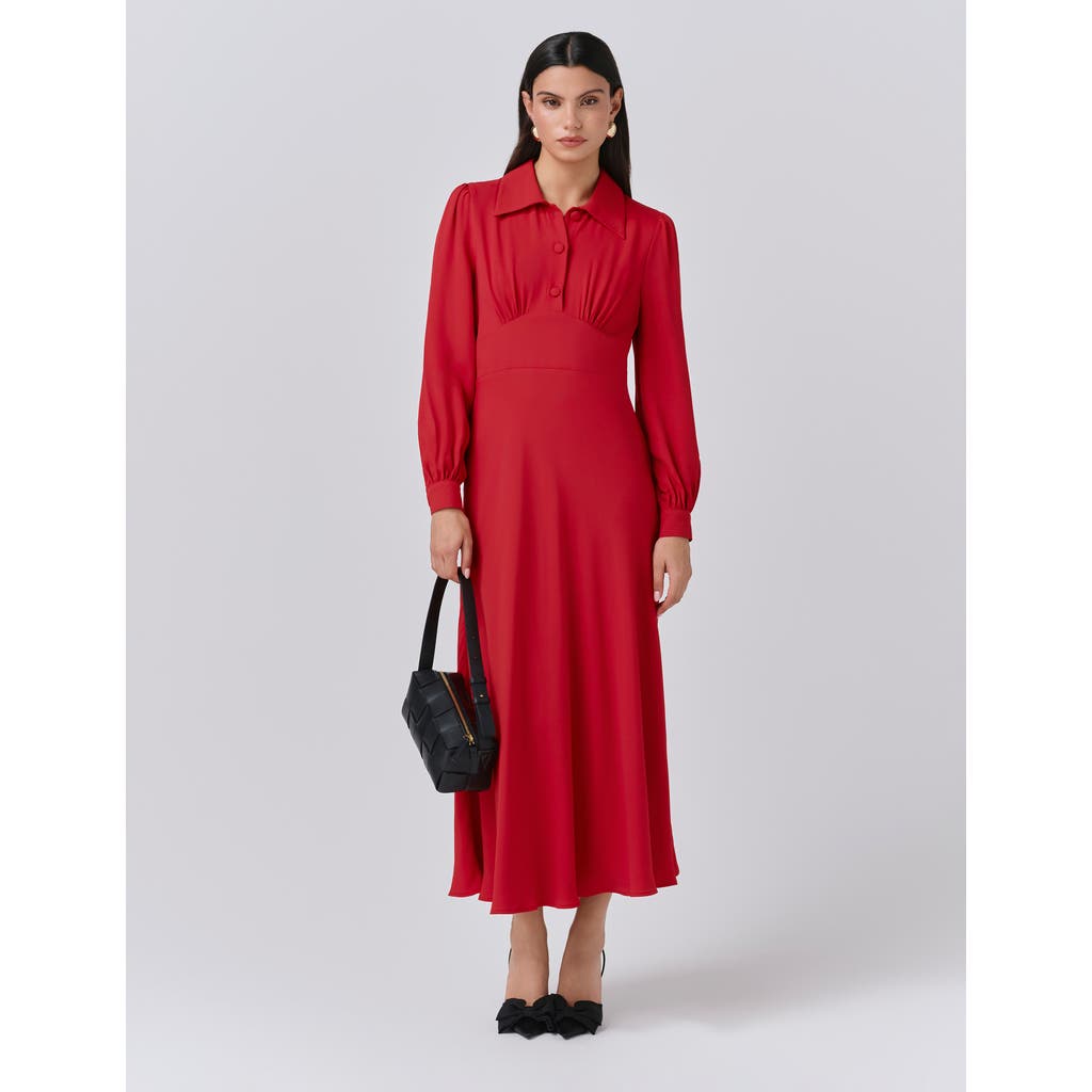 GHOST LONDON Wendy Crepe Collared Neck Midi Dress