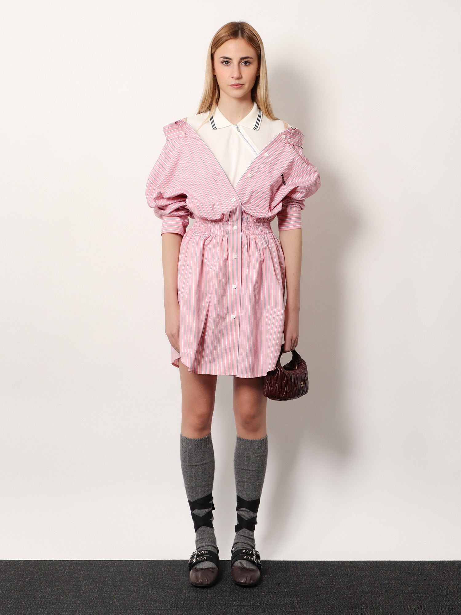MIU MIU Striped Cotton Shirt Dress