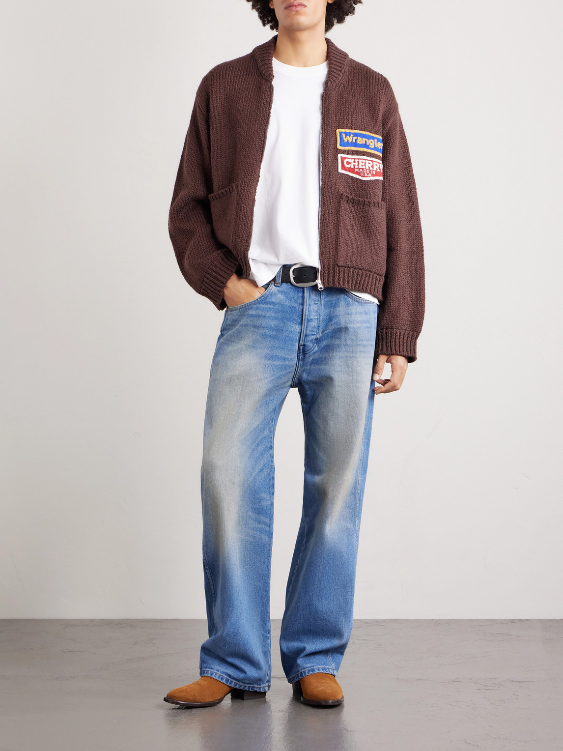 Cherry Los Angeles Wrangler Logo-AppliquéD Embroidered Cotton Zip