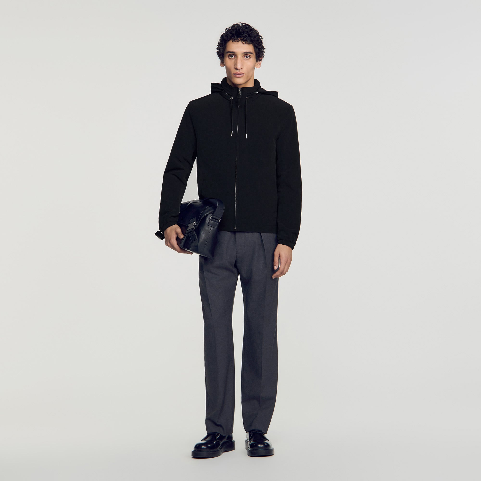 SANDRO Hooded Zip-Up Jacket
