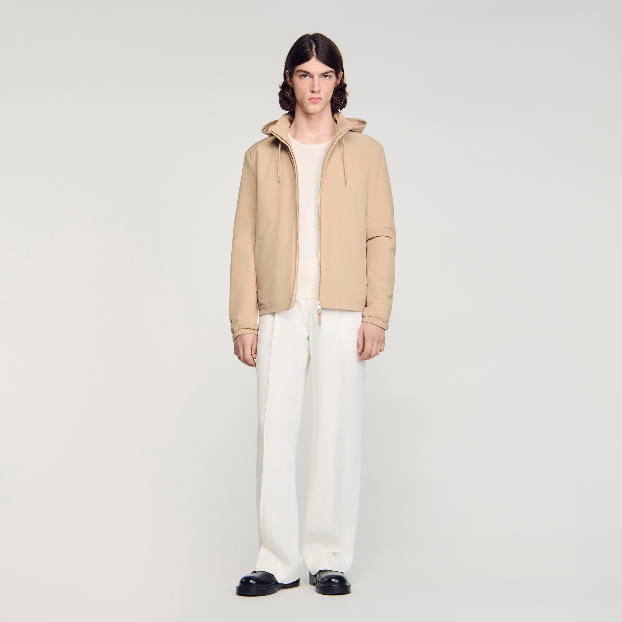 SANDRO Hooded Zip-Up Jacket
