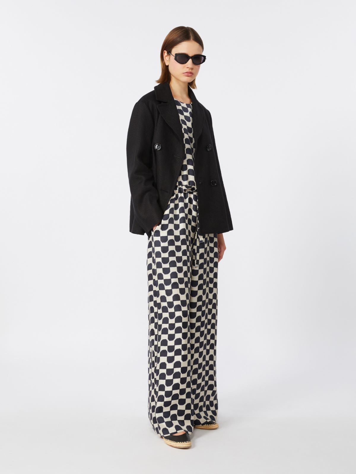MAX MARA Max Mara Cotton and Linen Basketweave Pea Coat