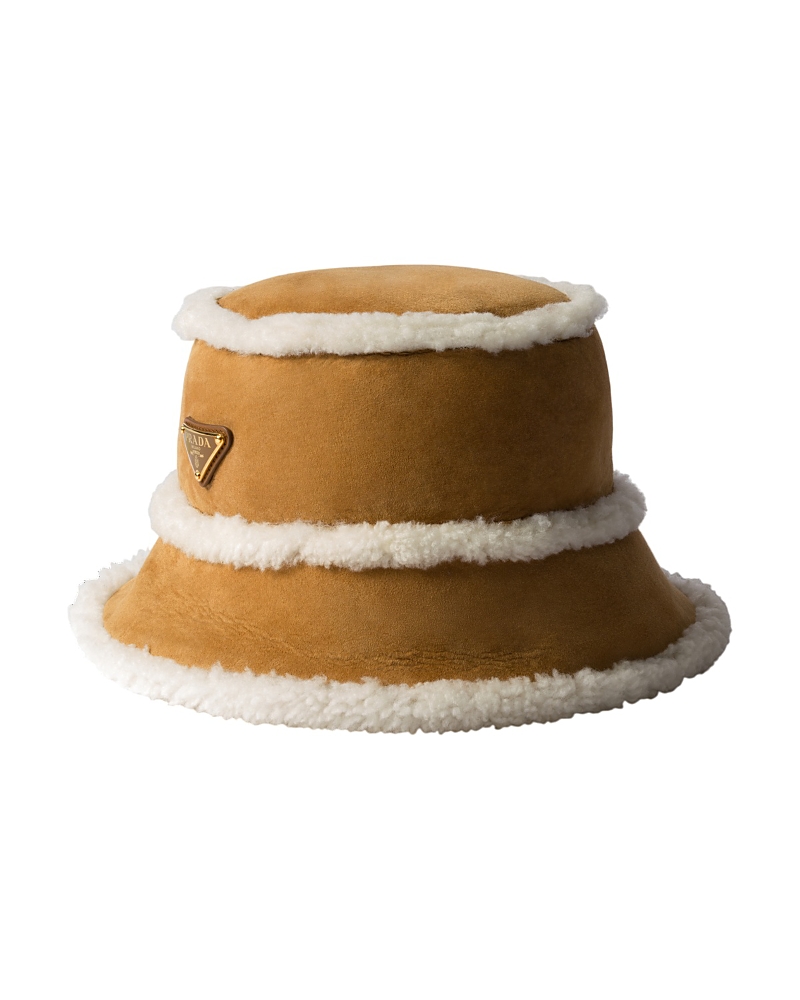 PRADA Suede Shearling Bucket Hat