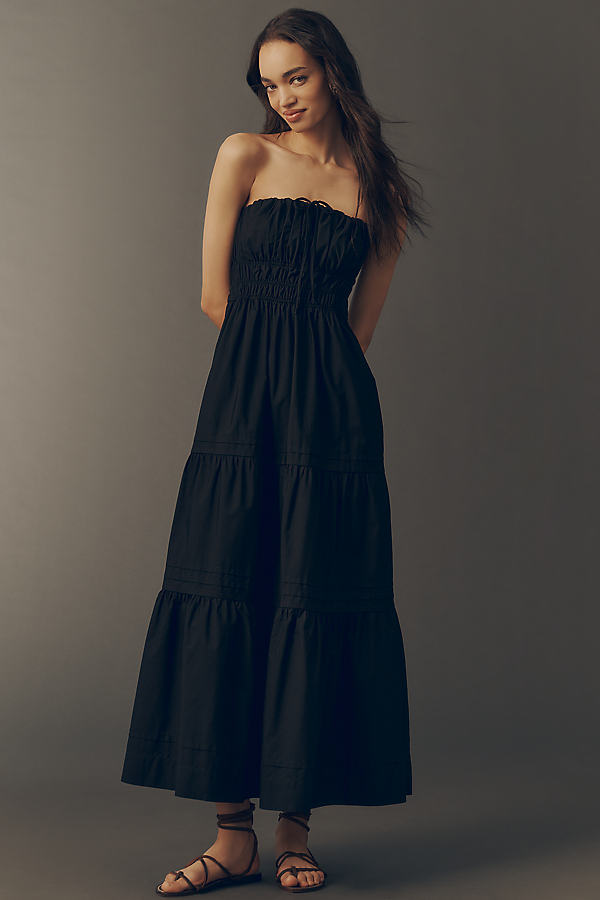 Somerset Strapless Maxi Dress by The Somerset Collection by Anthropologie in Black, Size: XL