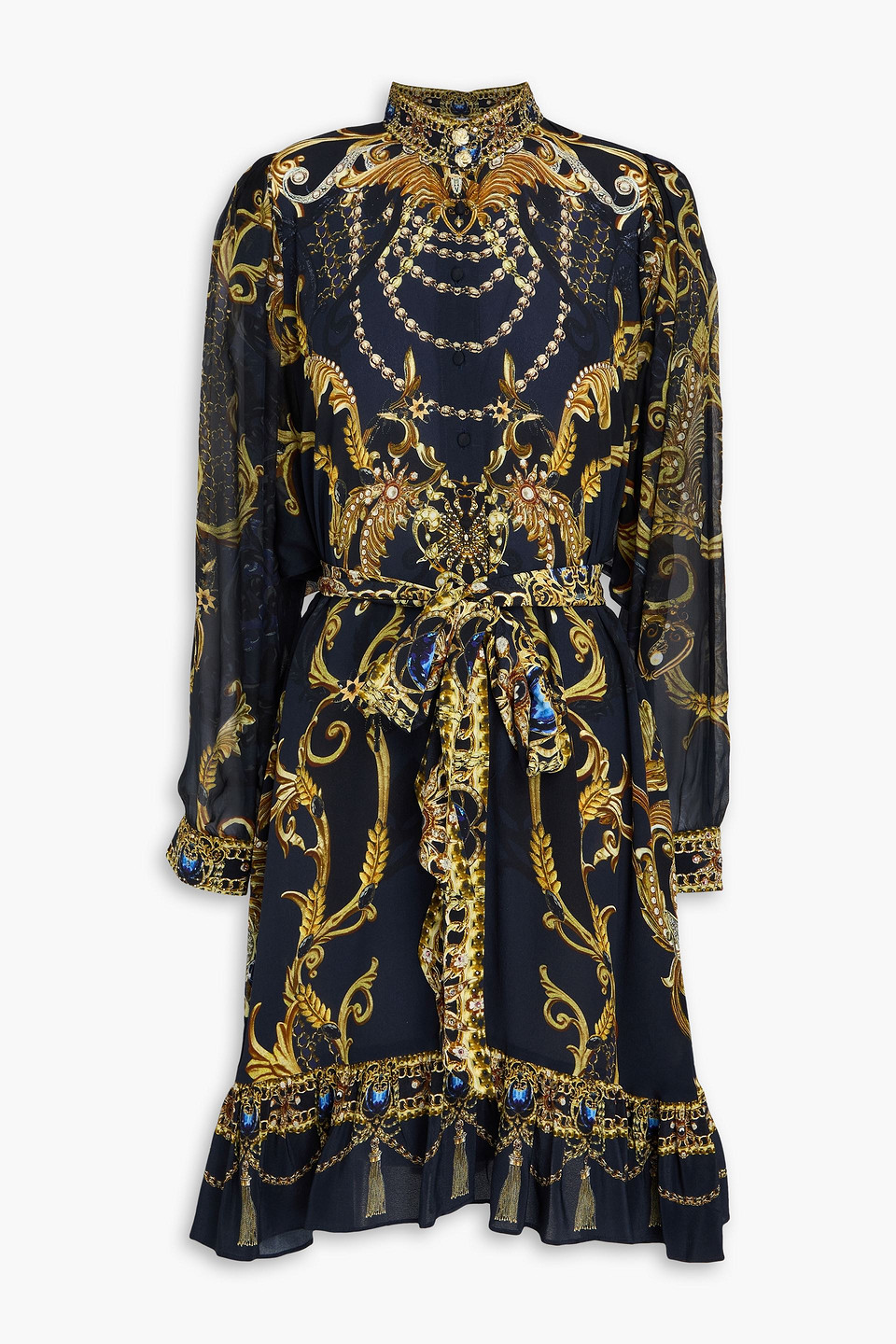 black and gold dress gown Luxury Black V-Neck Mermaid Evening Gown with 3D Lace, Sequins, and Long Sleeves for Women main image 1