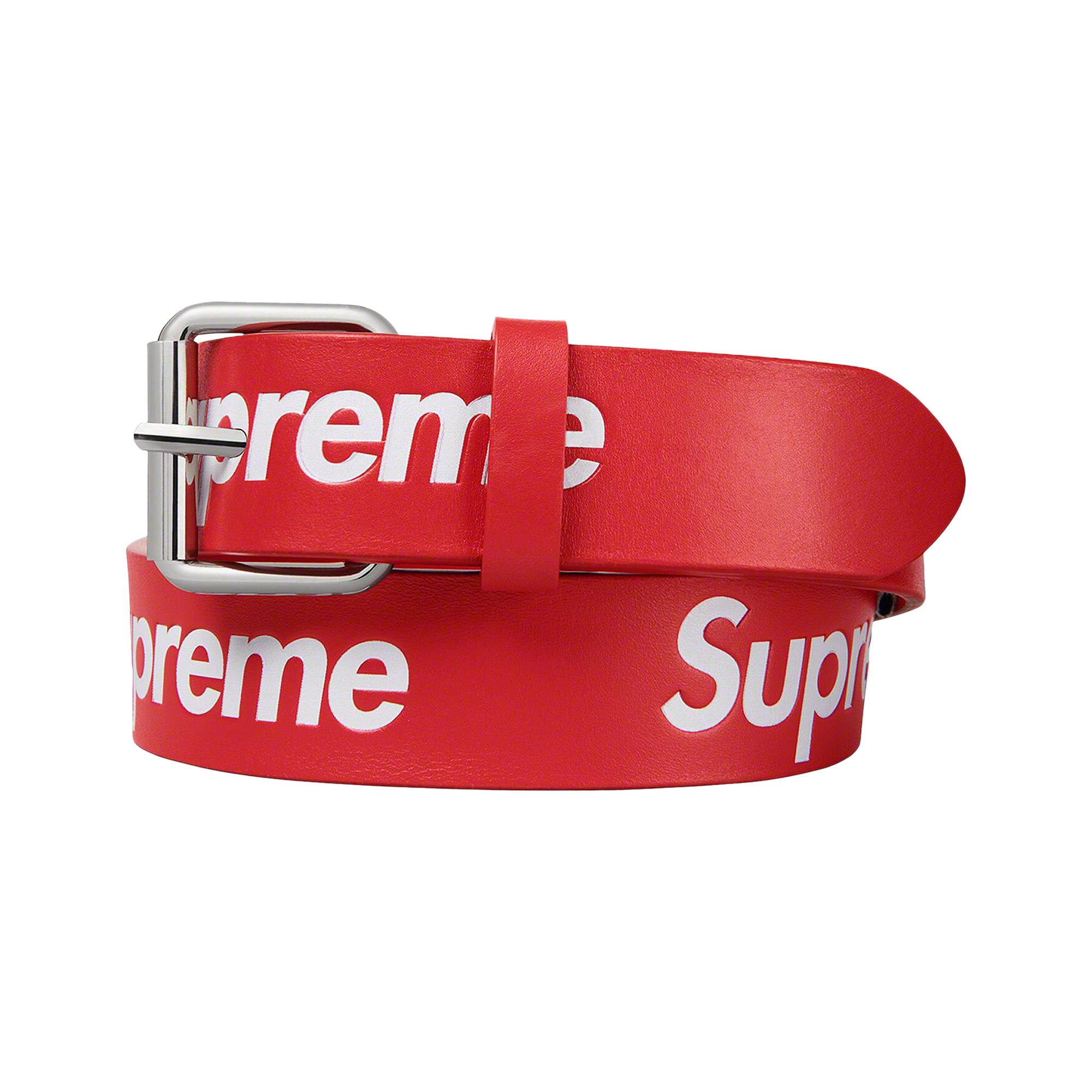Supreme Repeat Leather Belt - Red | Editorialist