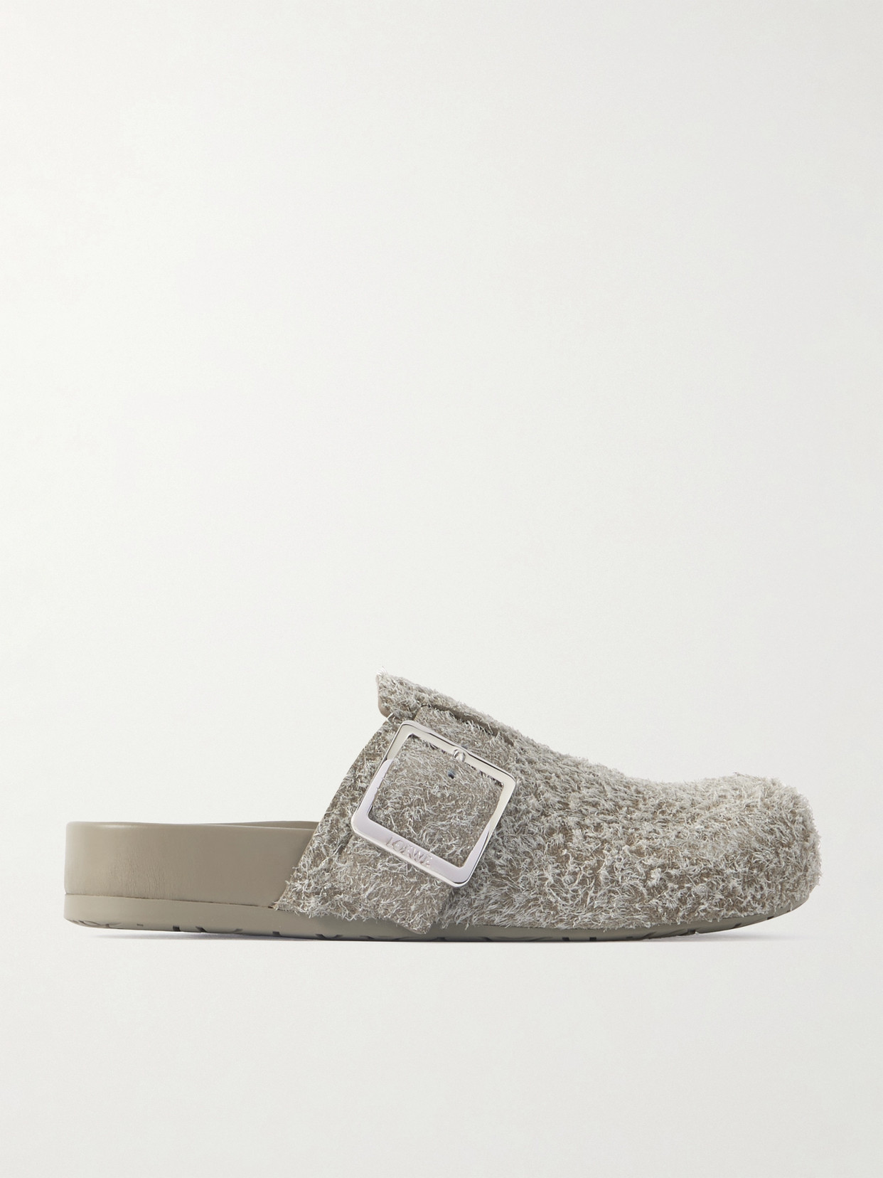 Loewe Ease Buckled Brushed-Suede Mules - Gray - 50% Off  display picture 1