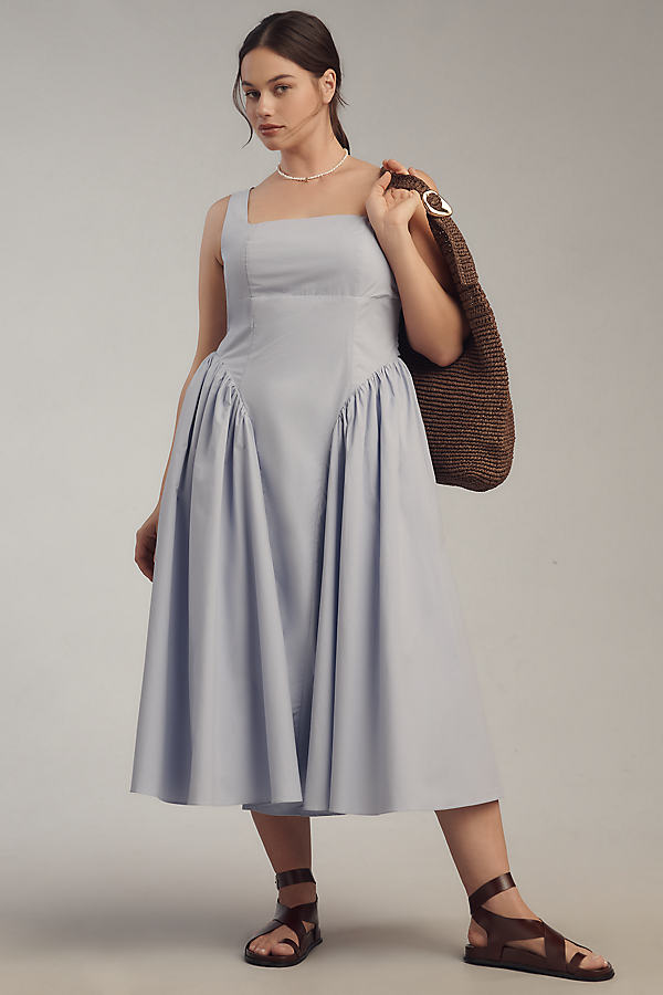 knee length dresses for ladies High Square Neck Midi Dress main image 1