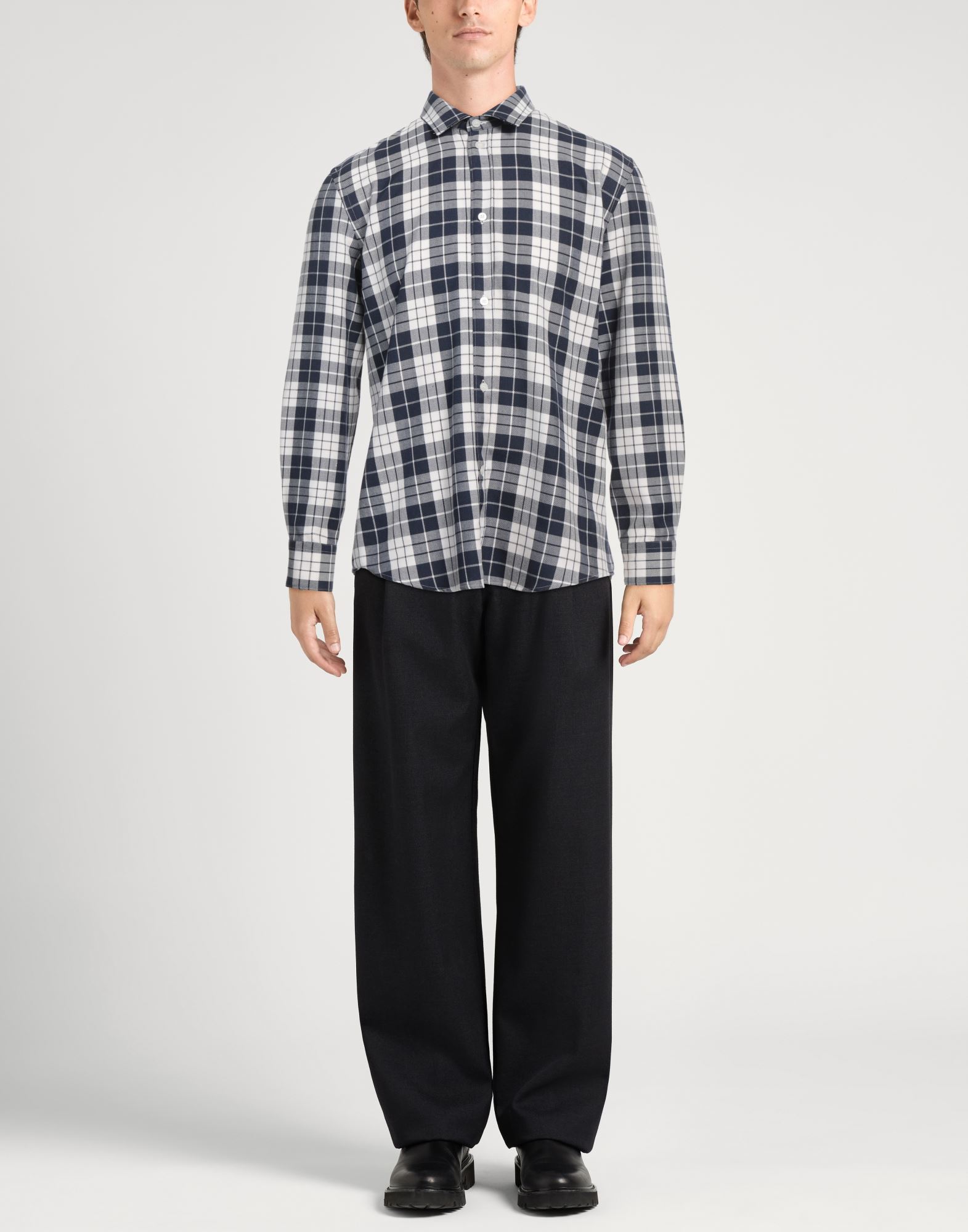 DONDUP man shirt midnight blue size m polyester, viscose