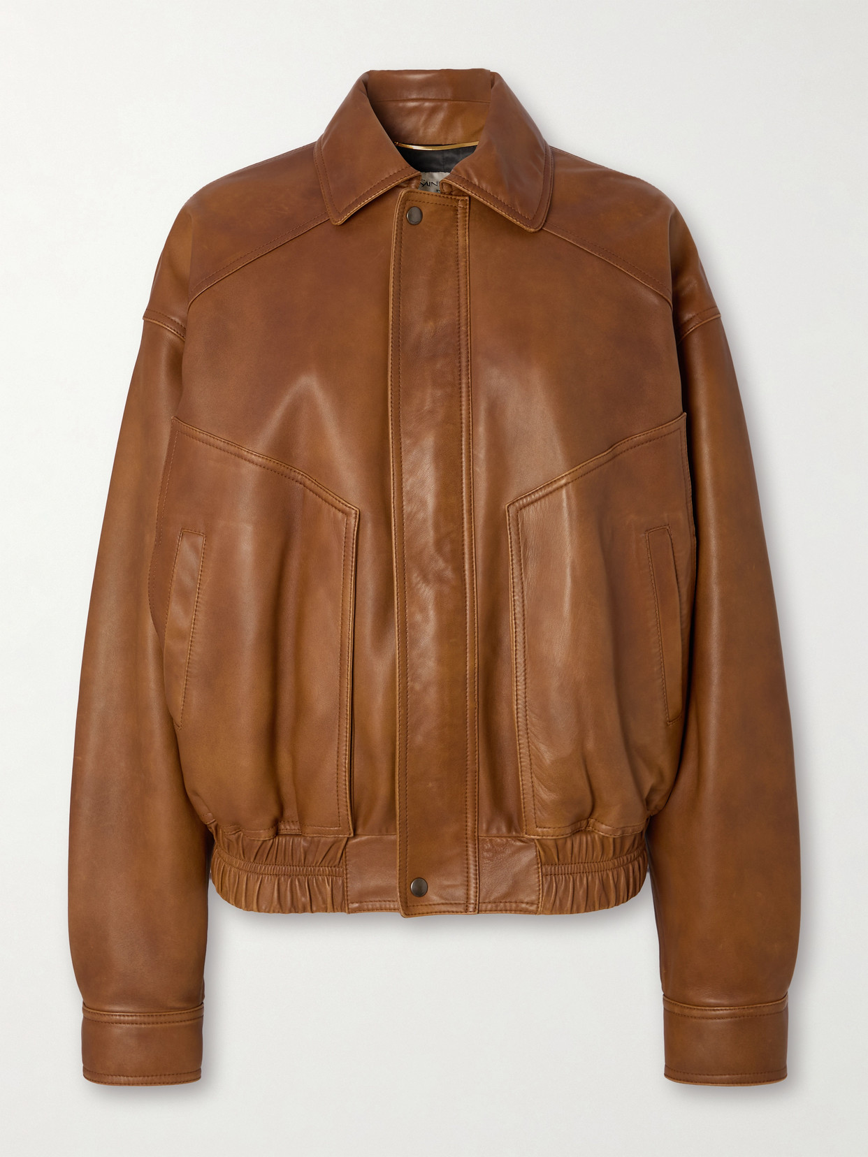 Saint Laurent Leather Blouson Jacket - Brown | Editorialist
