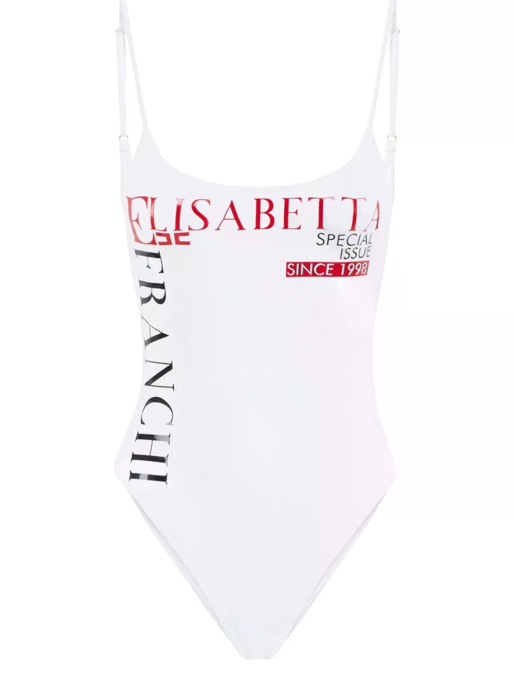Elisabetta Franchi Logo-Print One Piece Swimsuit In White