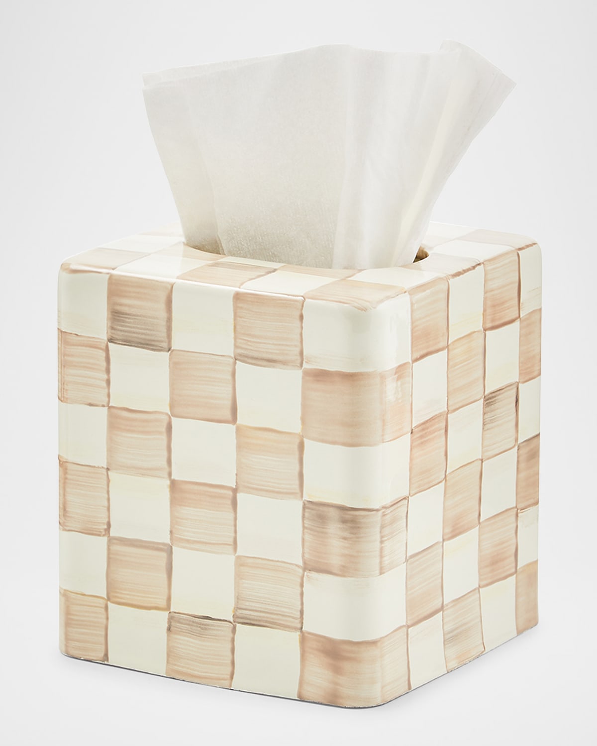 Mackenzie-Childs Mocha Check Boutique Tissue Box Cover - One-Color ...