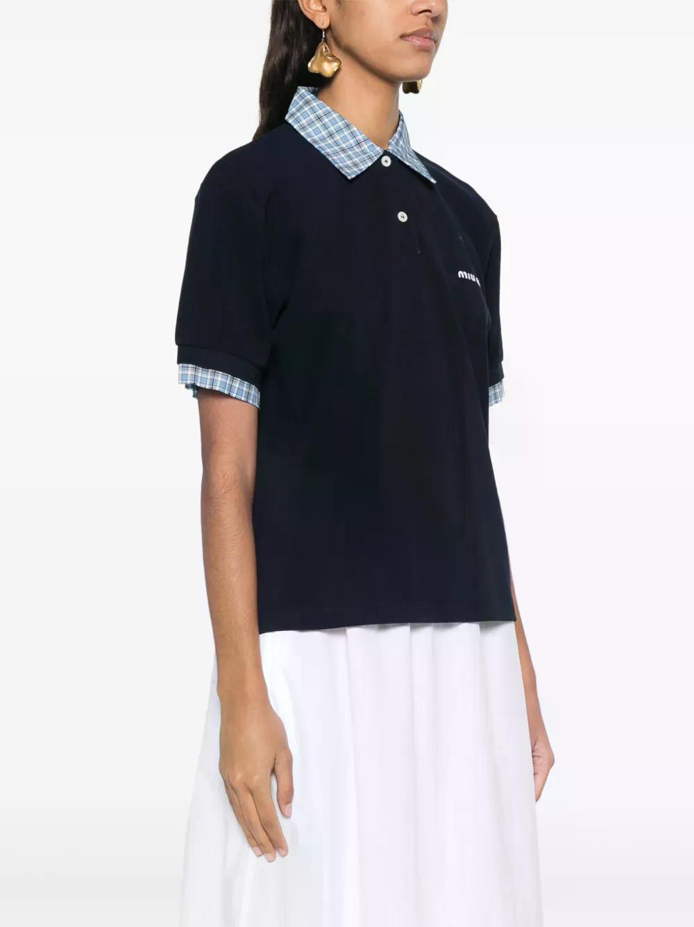 Miu Miu Layered-effect Polo Shirt - Blue | Editorialist