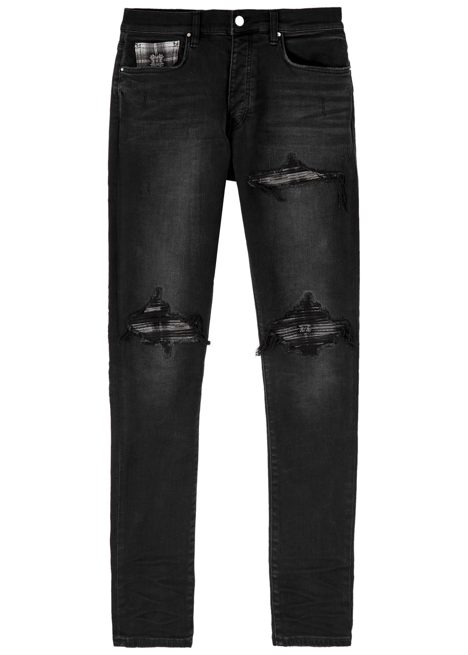 Amiri Mx1 Quad Distressed Skinny Jeans In Black - 60% Off