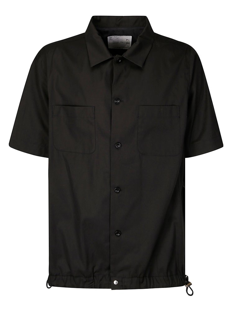 Sacai Drawstring Hem Poplin Shirt In Black - 29% Off | Editorialist