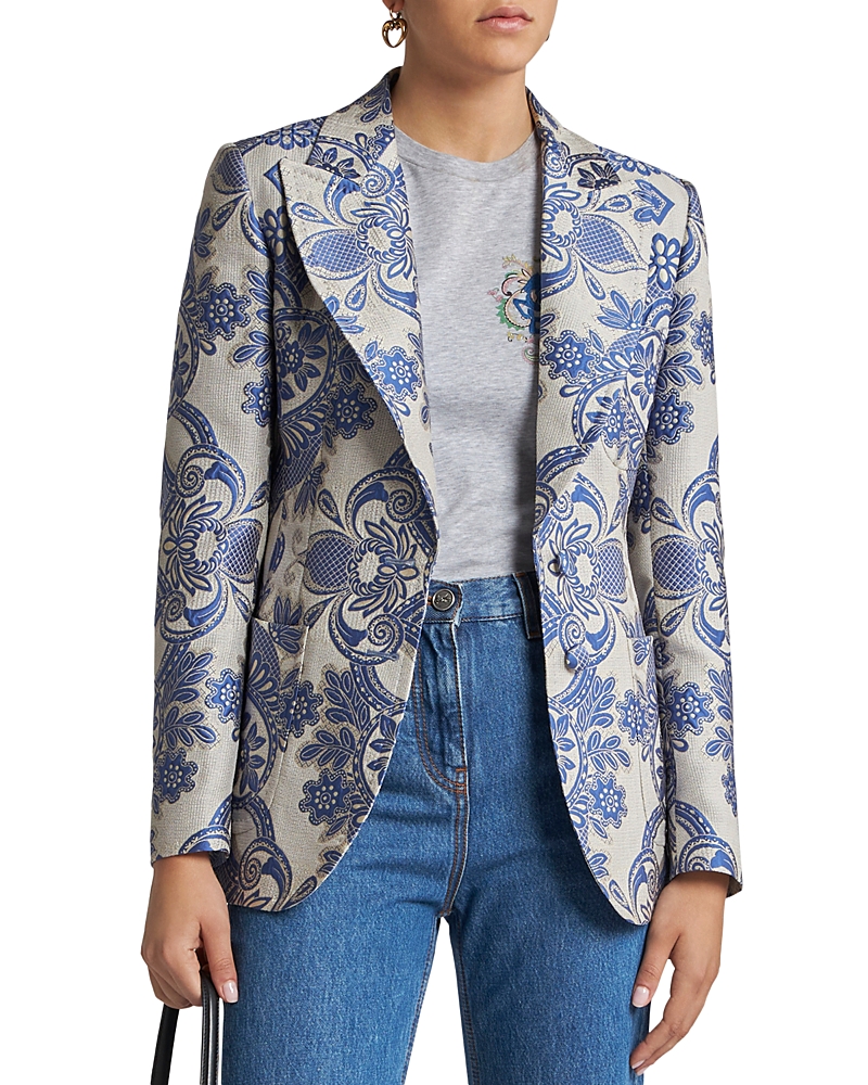 Etro Jacquard Silk-Blend Blazer With Embroidery