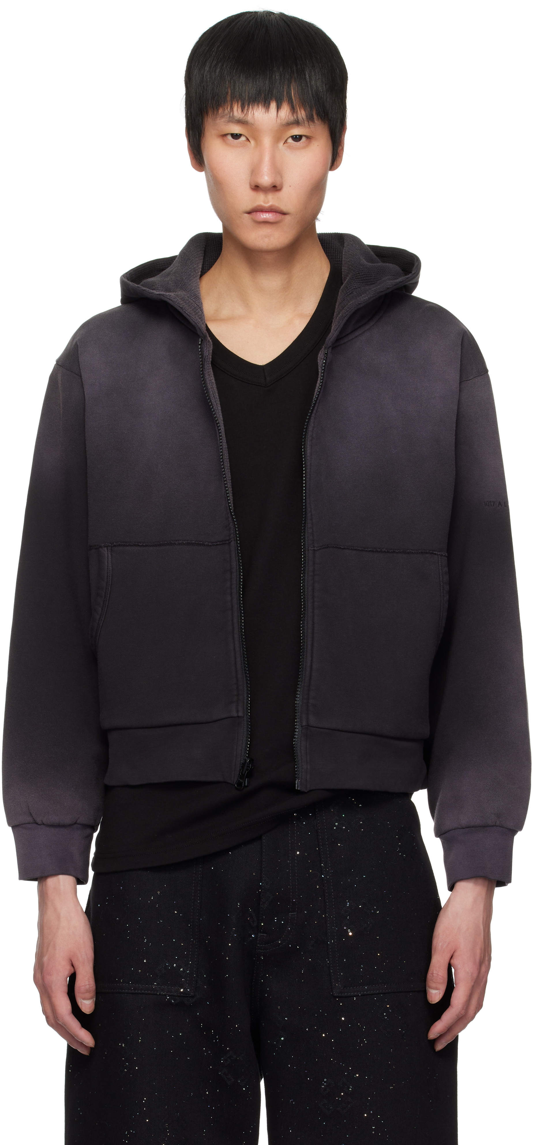 1017 Alyx 9sm Garment-Dyed Reversible Hoodie - Washed Black 