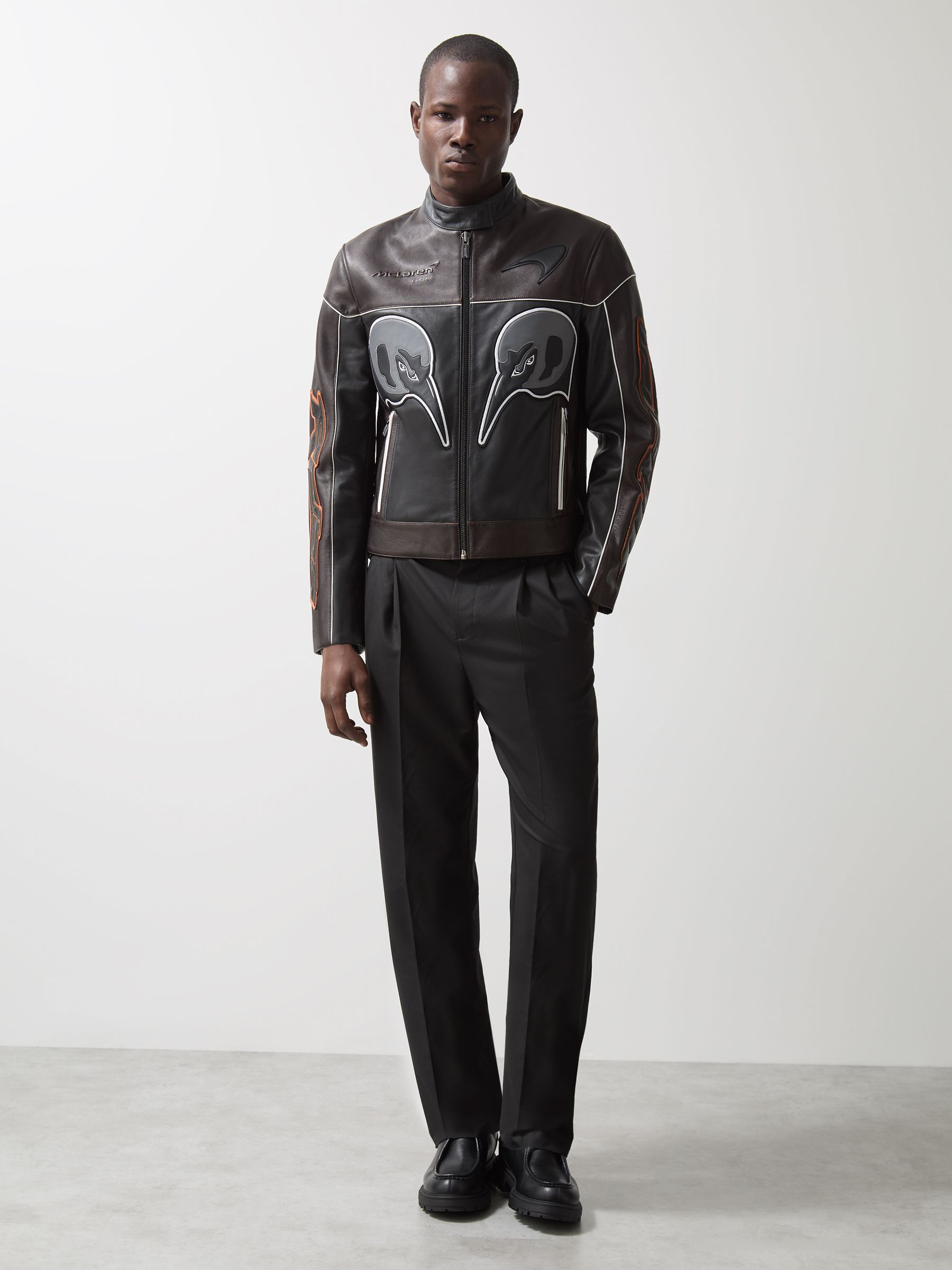 REISS Reiss x McLaren F1 Team Champion Leather Biker Jacket