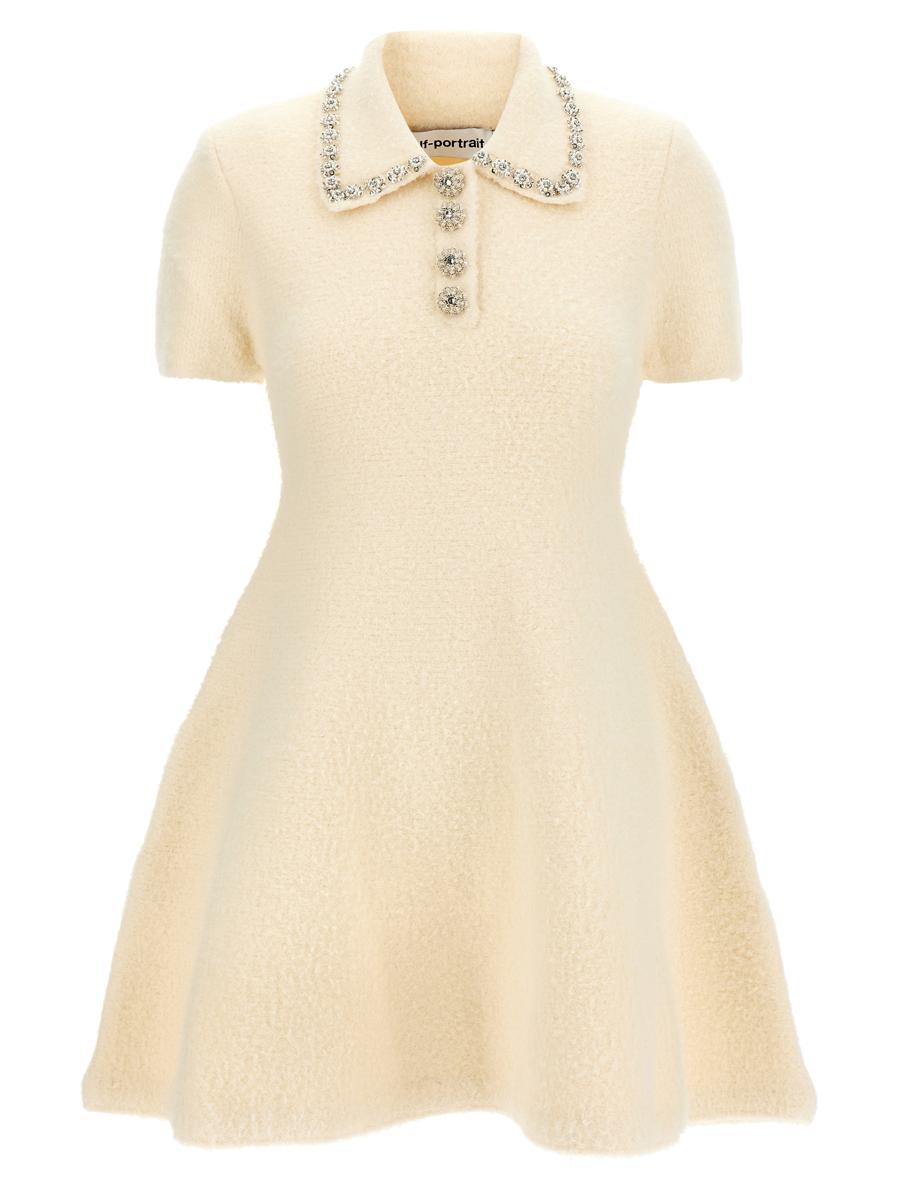 Self-Portrait Soft Knit Mini Dress In White - 67% Off | Editorialist