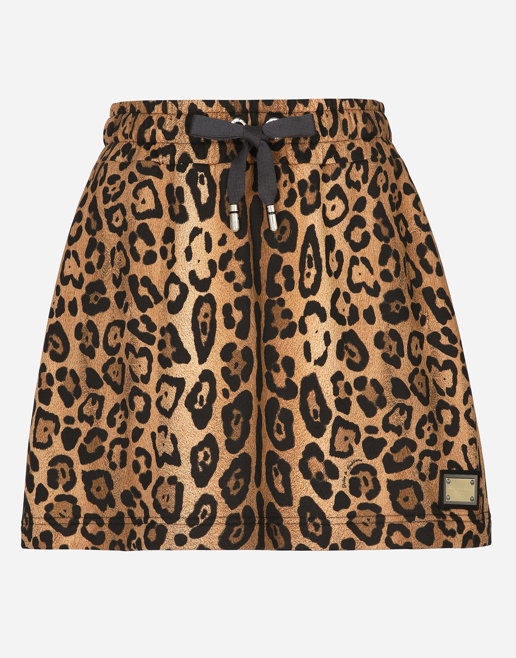 DOLCE & GABBANA Dolce & Gabbana Leopard-Print Crespo Fleece Miniskirt