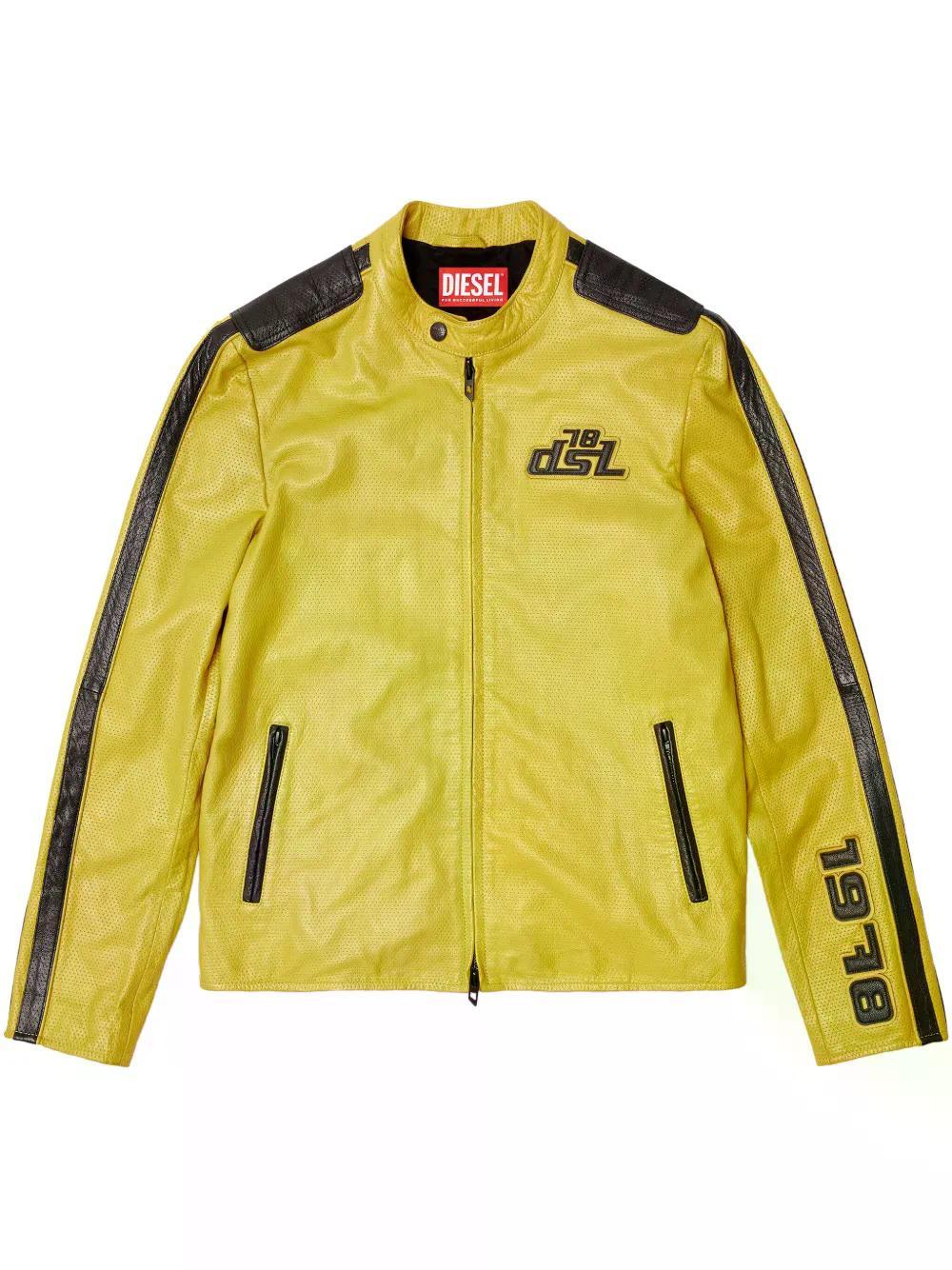 Diesel Leather Pop Jacket In Yellow - 50% Off | Editorialist