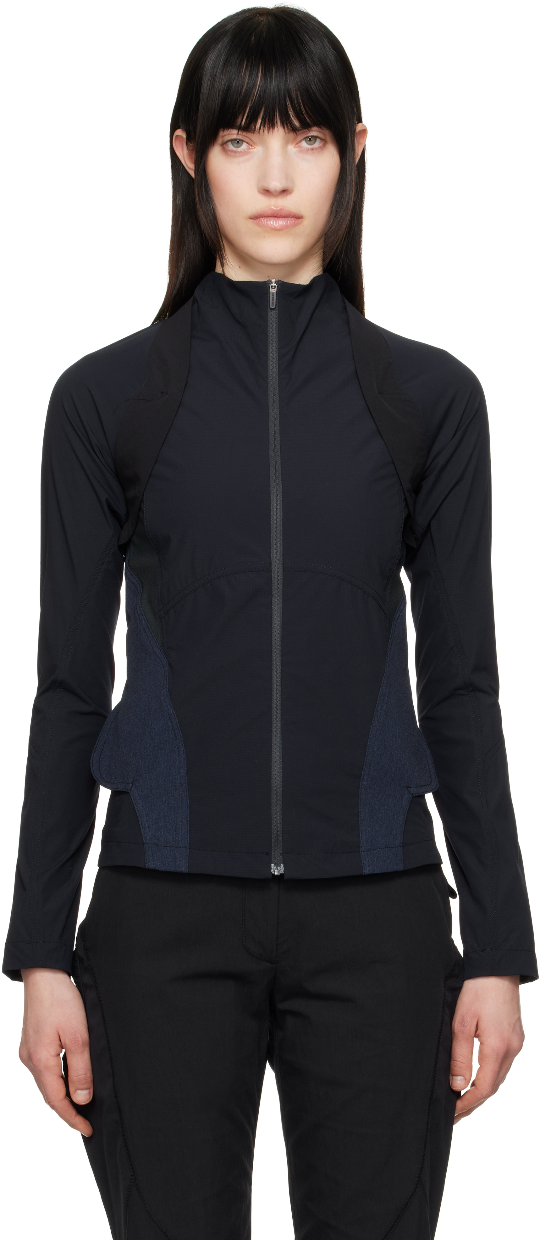 HYEIN SEO Paneled Windbreaker Jacket - Midnight | Editorialist