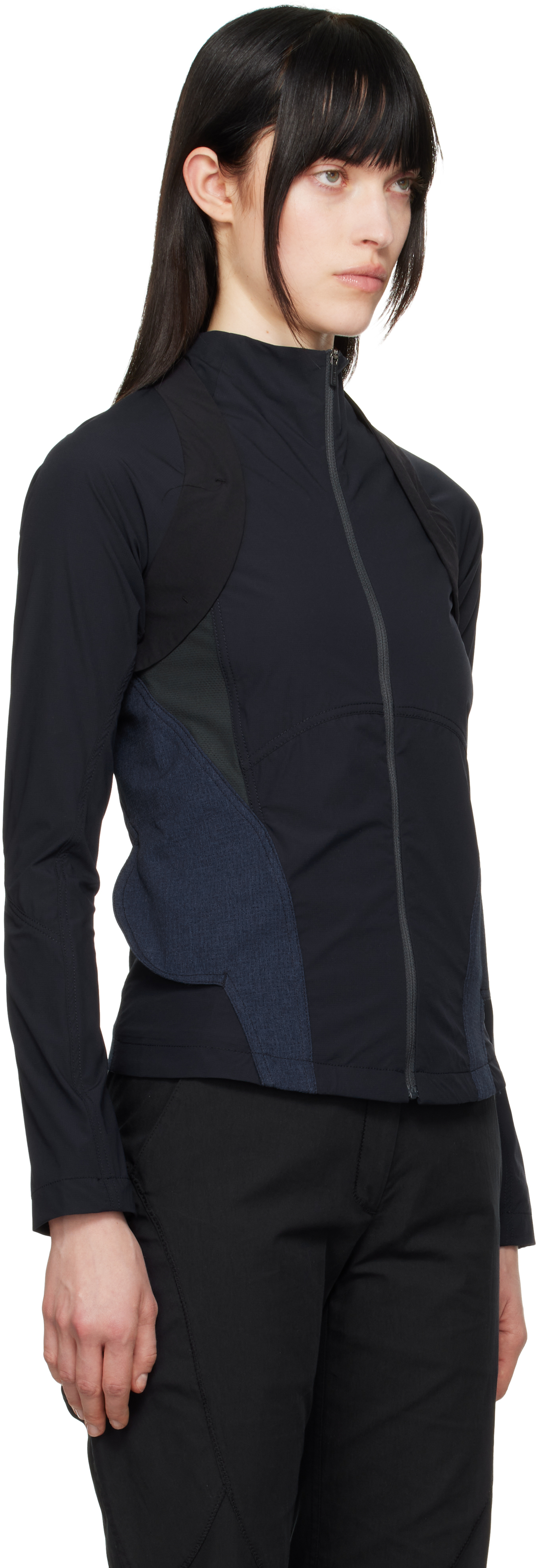 HYEIN SEO Paneled Windbreaker Jacket - Midnight | Editorialist