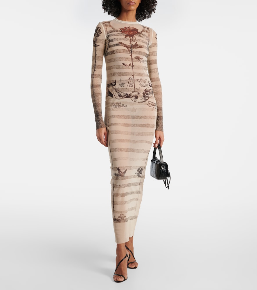 JEAN PAUL GAULTIER Jean Paul Gaultier Trompe l’oeil mesh maxi dress