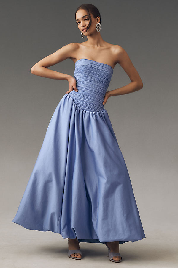 Mare Mare Briana Strapless Bubble-Hem Midi Dress In Light Blue - 31% Off |  Editorialist