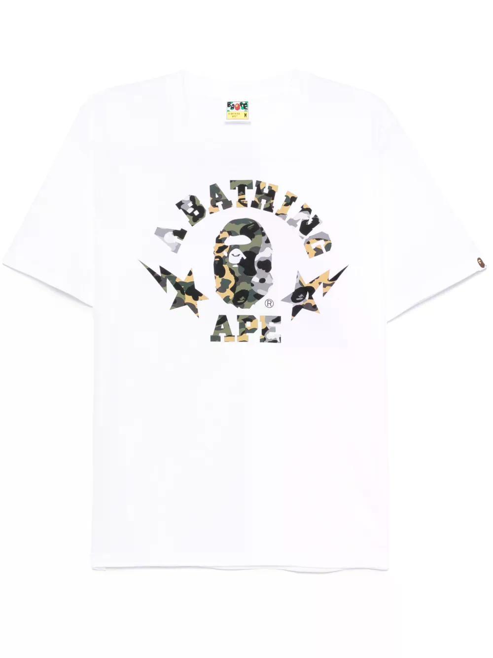 A BATHING APE 1st Camo Crazy Sta College Tee - White | Editorialist
