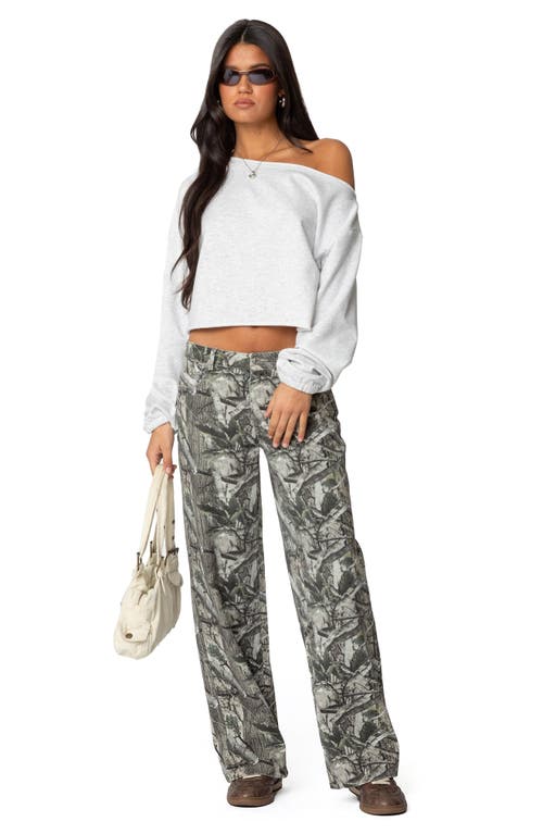 EDIKTED EDIKTED Camo Print Low Rise Wide Leg Jeans
