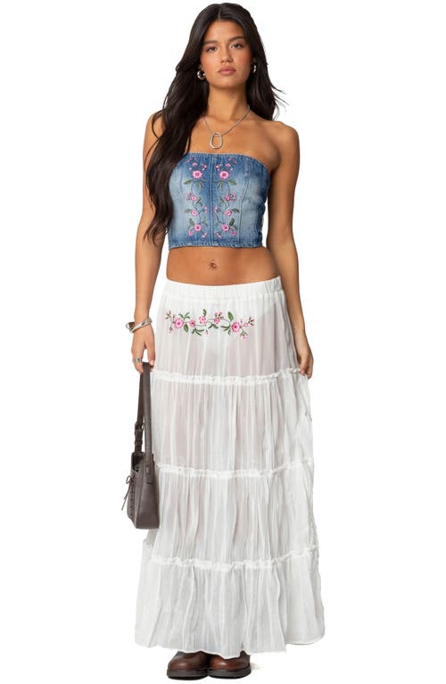 EDIKTED EDIKTED Tai Floral Embroidery Tiered Maxi Skirt
