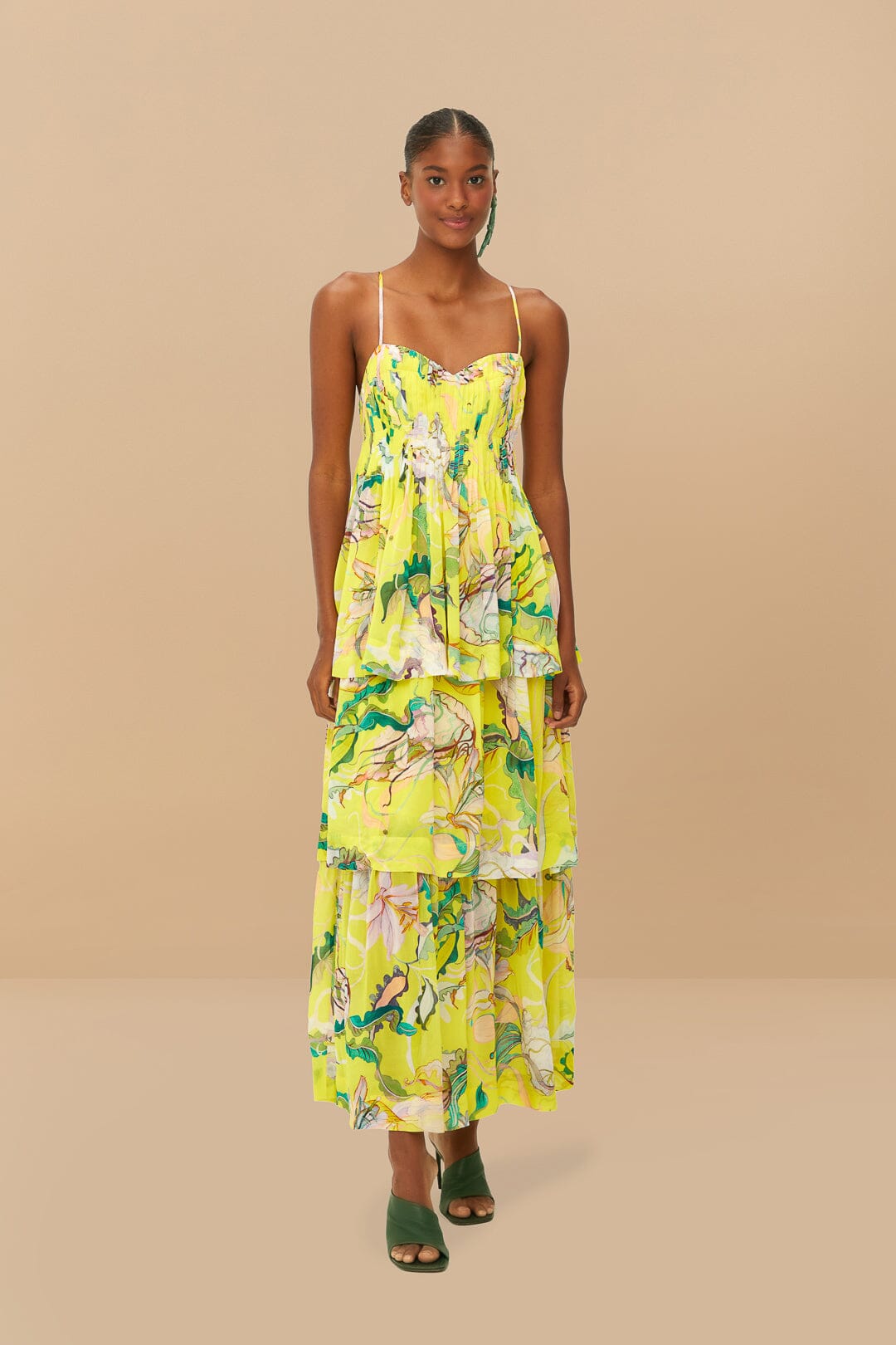 Farm Rio Yellow Jellyfish Bouquet Layered Maxi Dress - Jellyfish Bouquet  Yellow | Editorialist