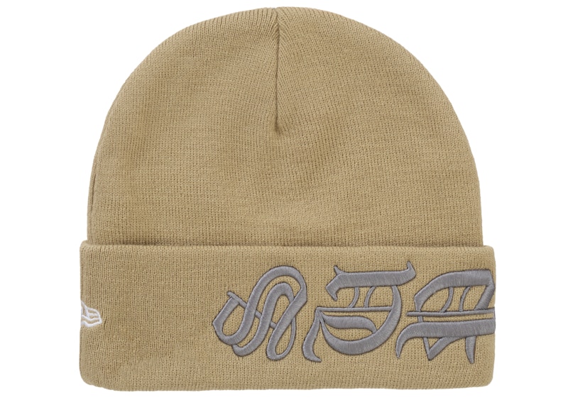 Supreme New Era Blackletter Beanie - Tan | Editorialist