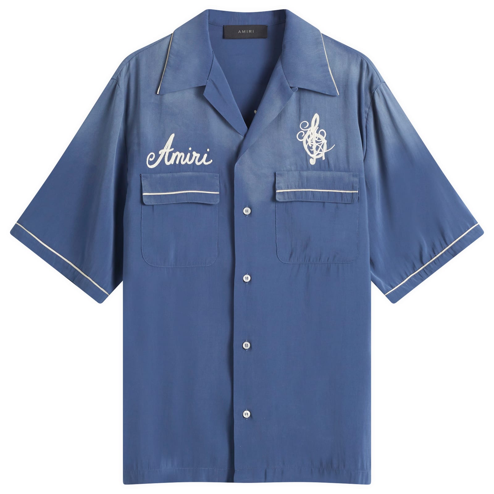 Amiri Saturday Night Camp Collar Bowling Shirt In Navy - 70% Off 