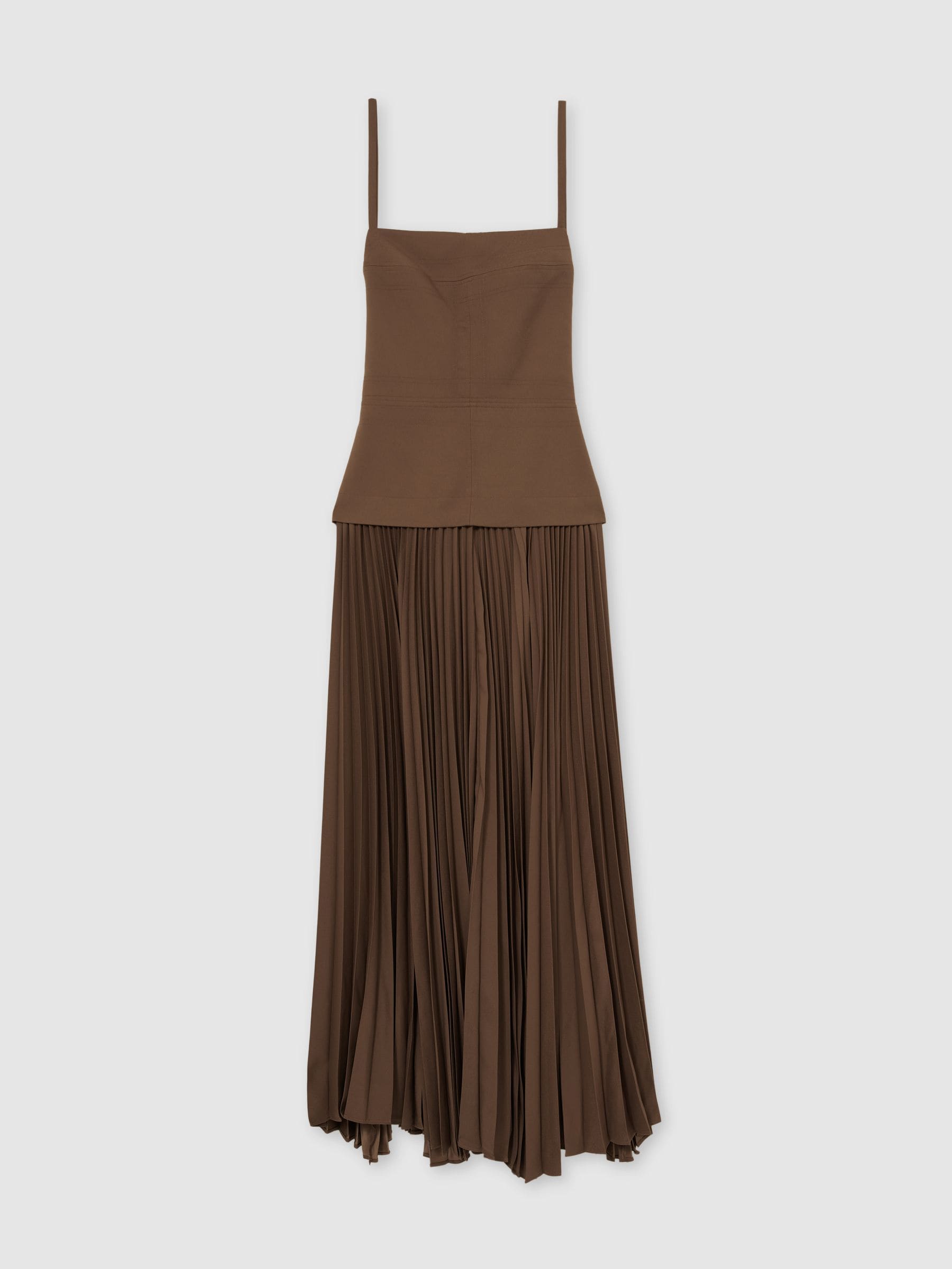 acler leasgill midi dress brown Buy Linen-blend Pleated - At 49% Off Formal dresses