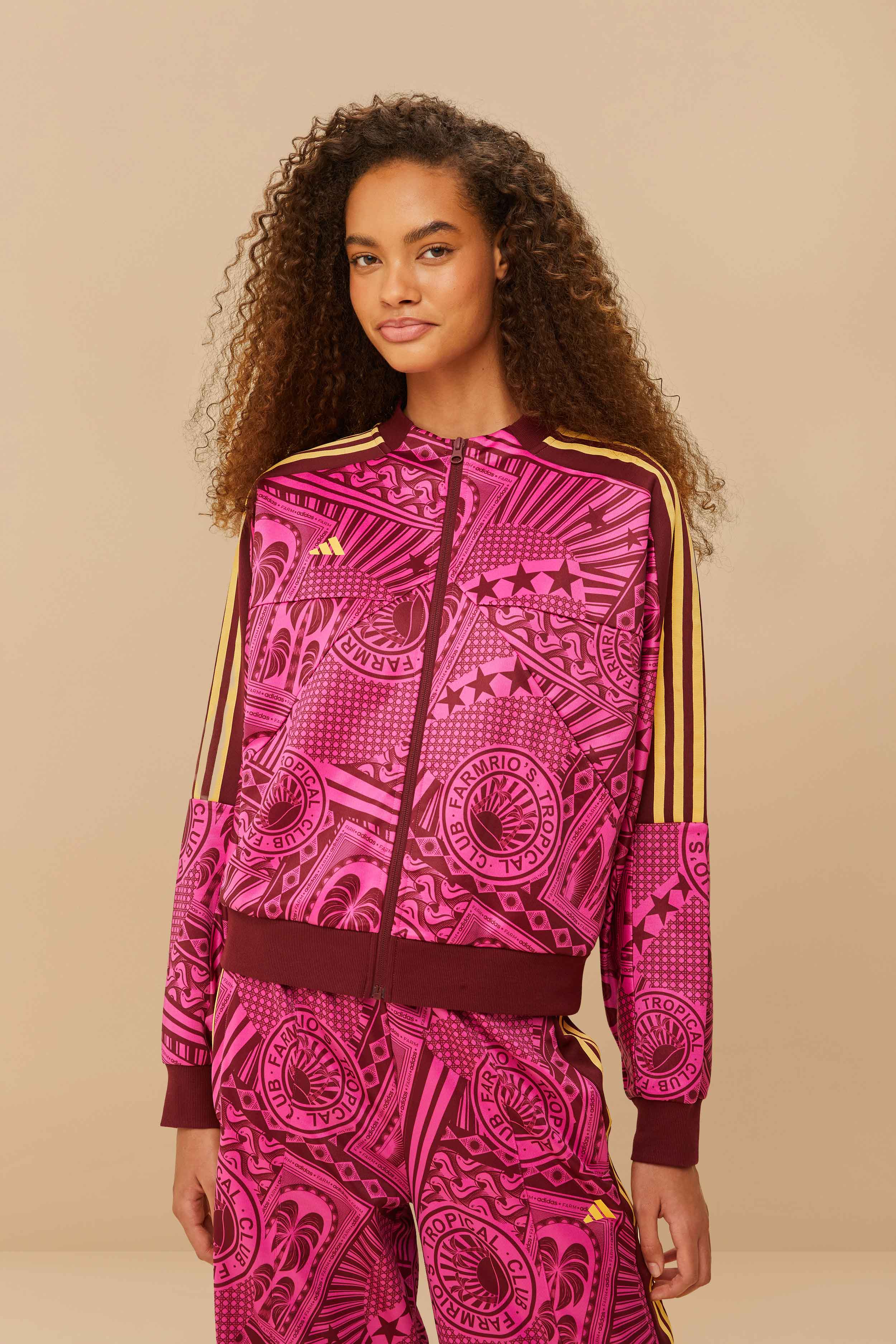 Farm Rio Adidas Tropical Club Jacket - Fuchsia | Editorialist