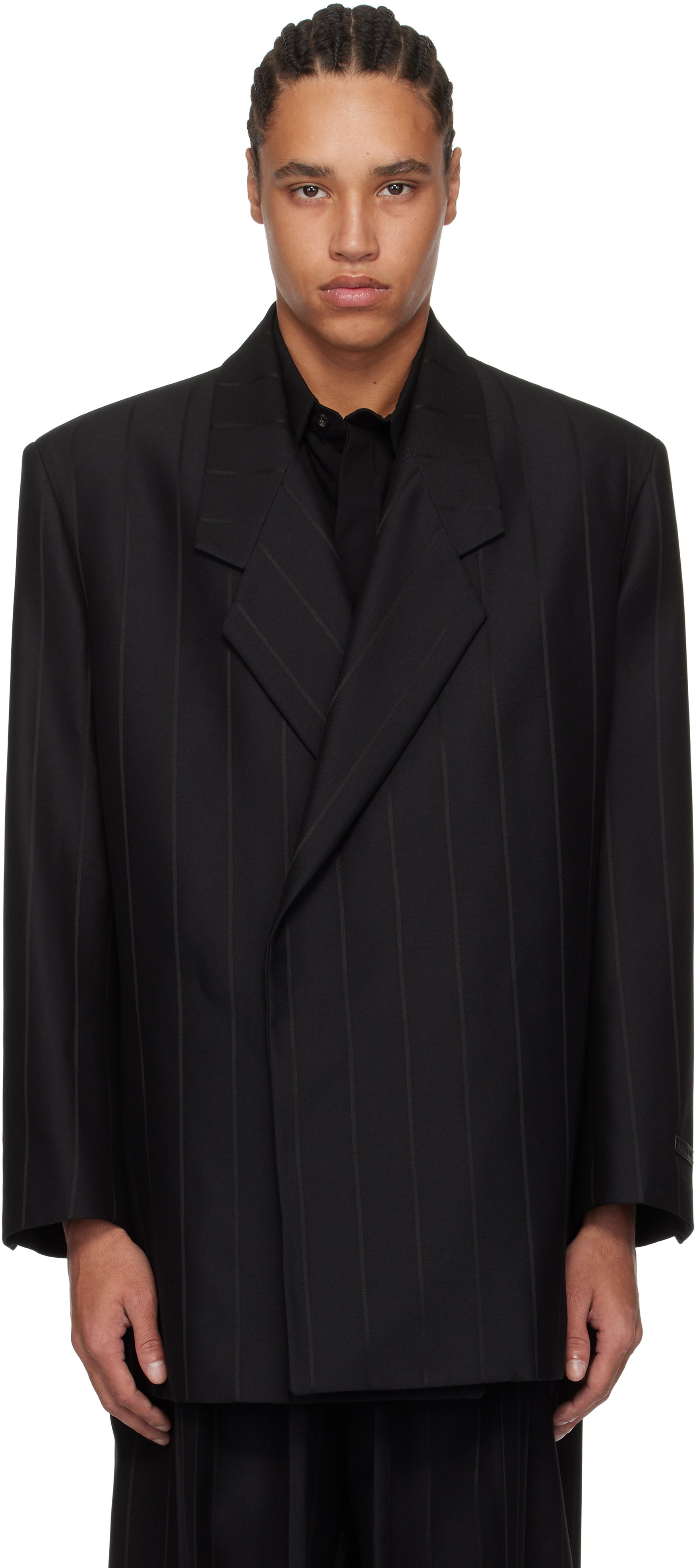 Fear Of God Pinstripe Relaxed Blazer In Black - 45% Off | Editorialist