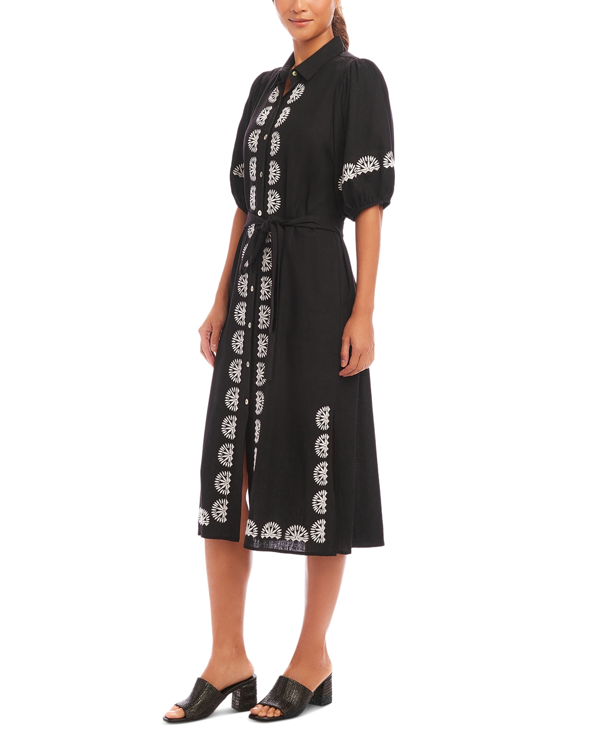 KAREN KANE Embroidered Shirt Dress