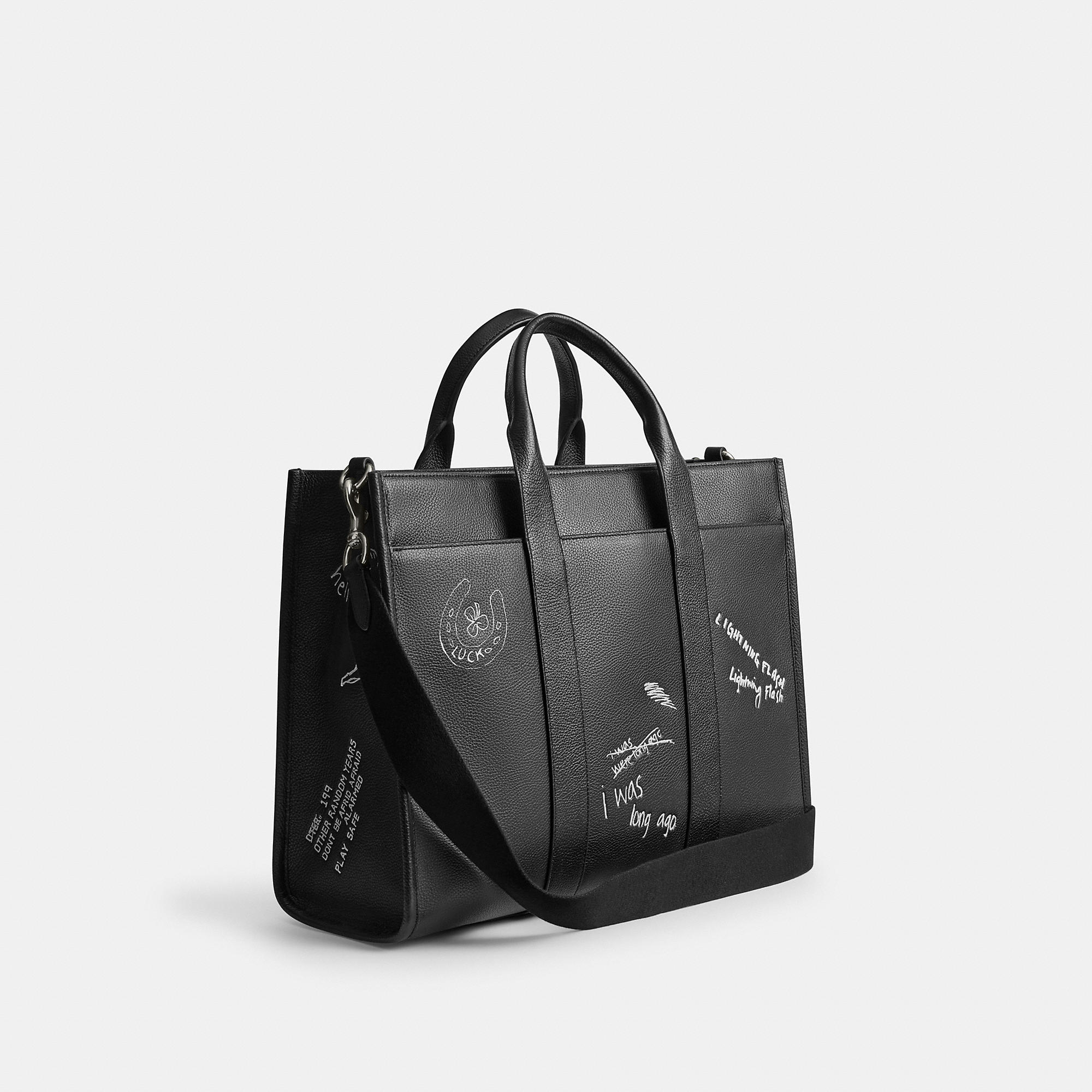 Coach Wesley Tote With Sketch Print In Black - 40% Off