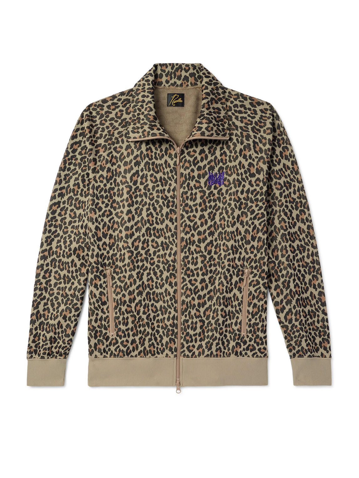 Needles Logo-Embroidered Leopard-Print Track Jacket In Brown - 60