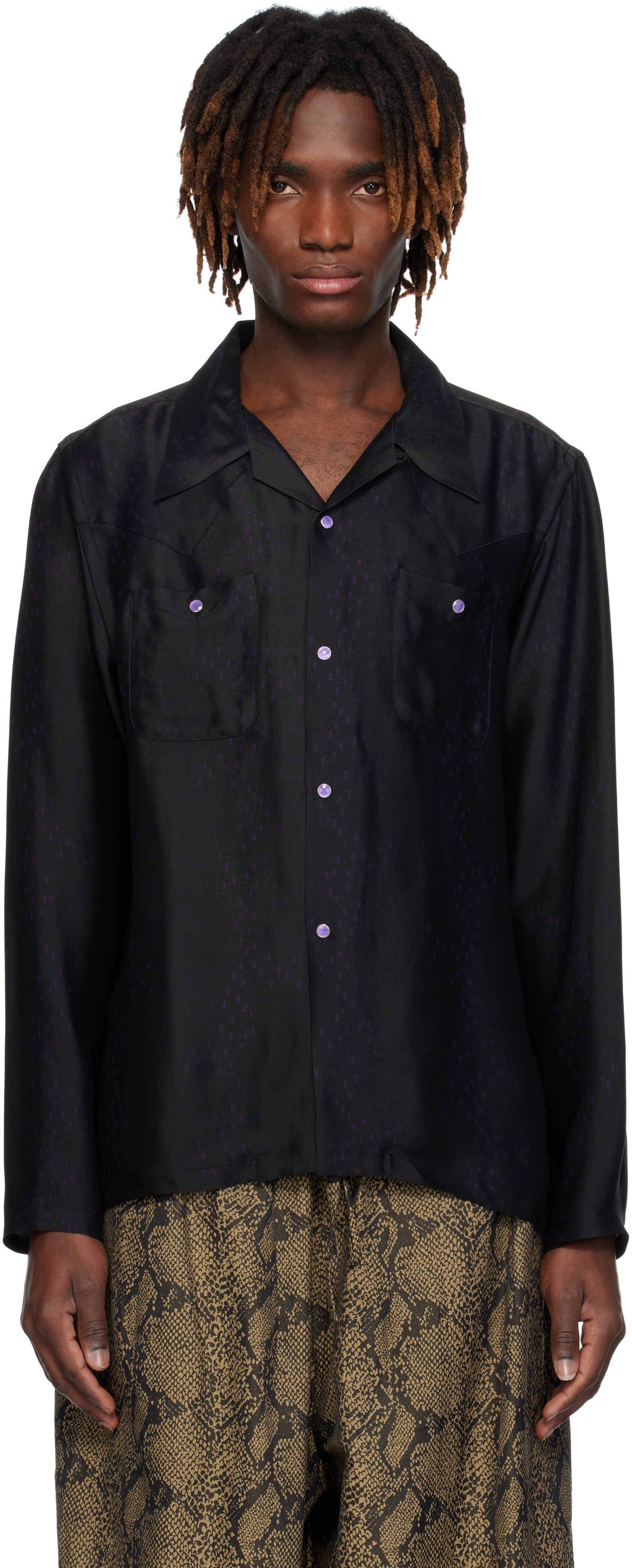 Needles Black & Purple Cowboy One-Up Shirt In B-Purple - 60% Off