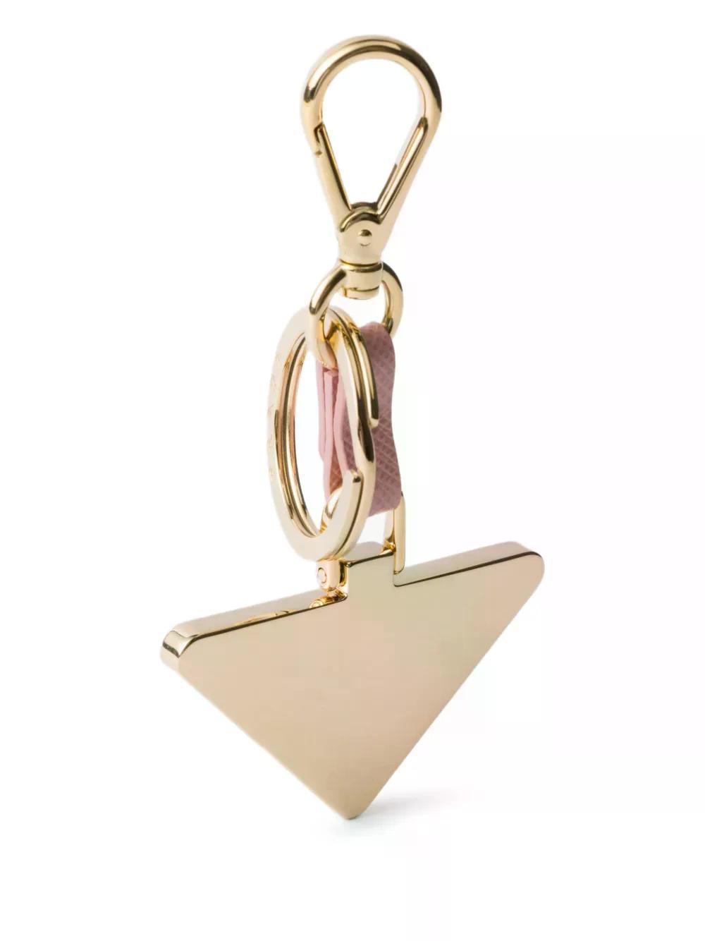 Prada Trick Logo-Plaque Keychain - Black | Editorialist