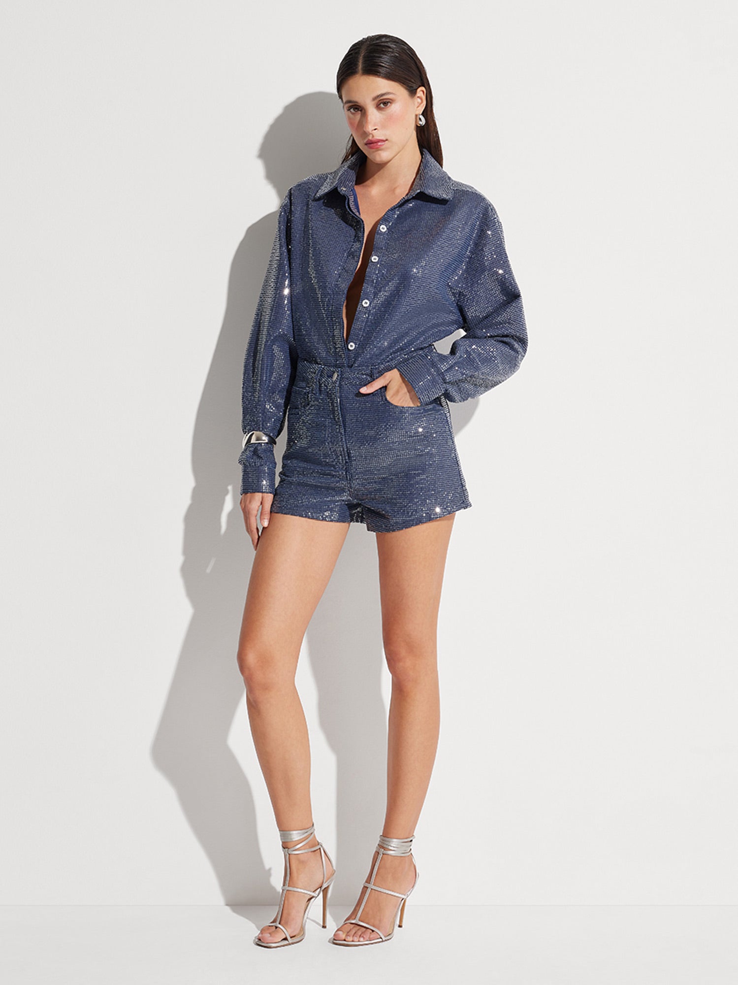 Mvp Wardrobe Sequin Shorts - Blue | Editorialist