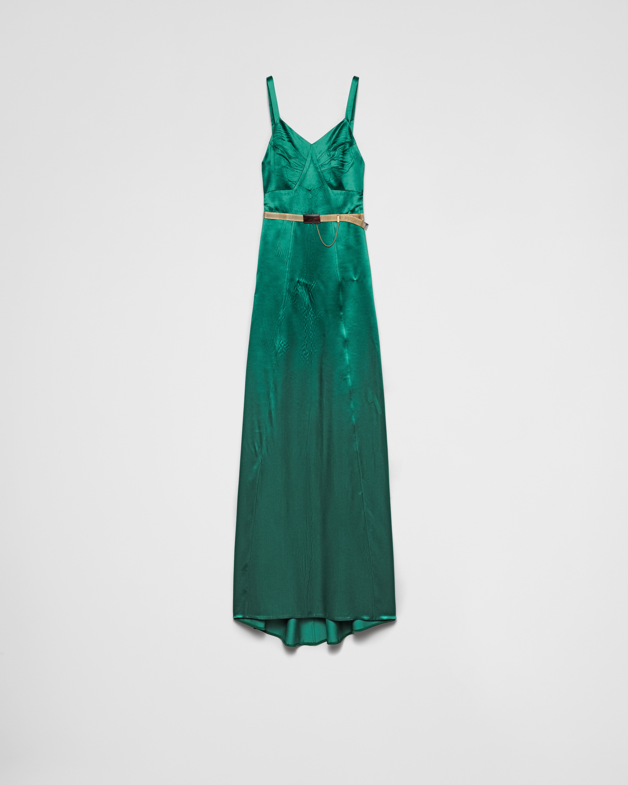 Prada Long Satin Dress - Emerald Green | Editorialist