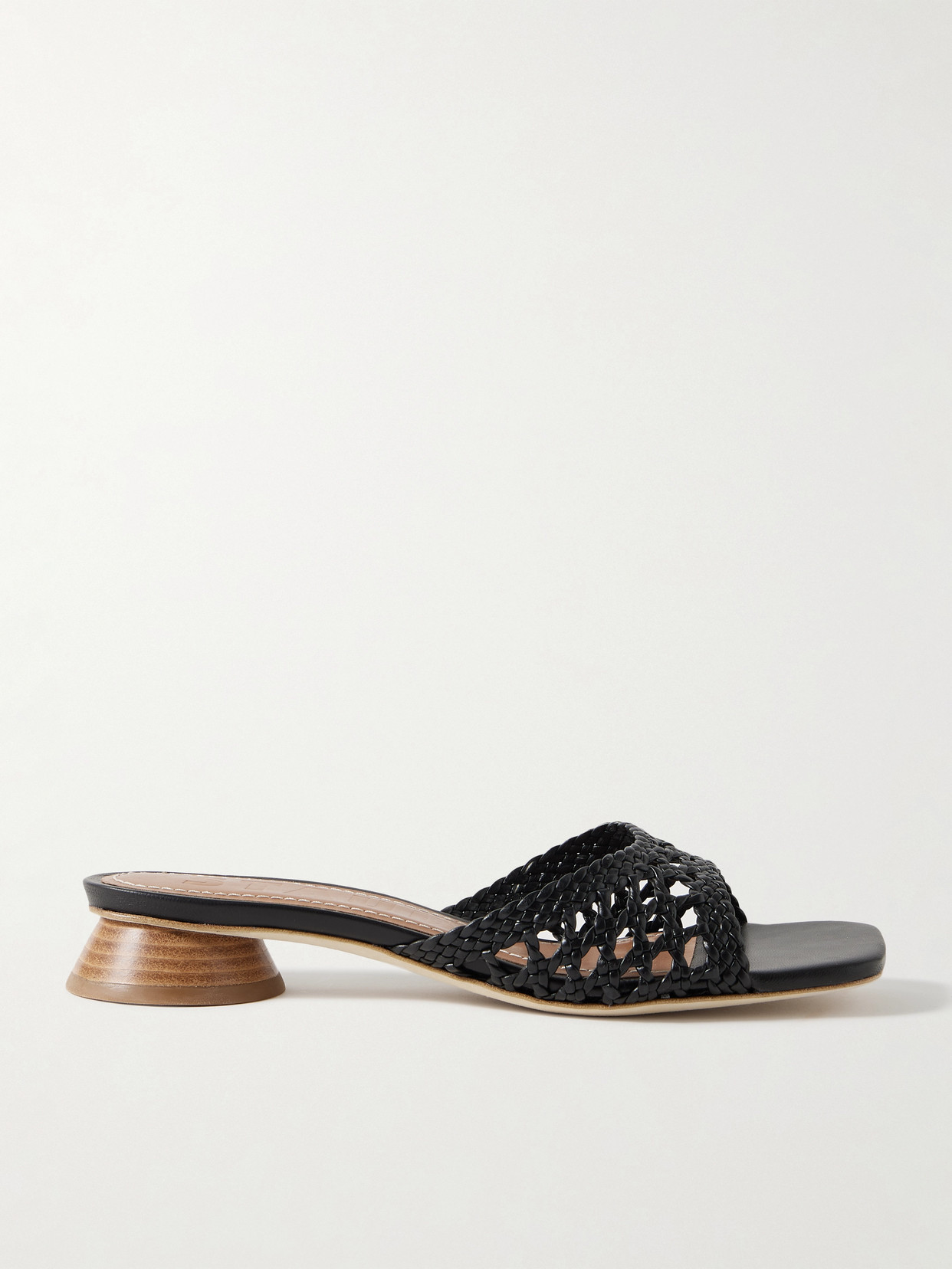 Staud Simone Braided Leather Sandals Black Editorialist