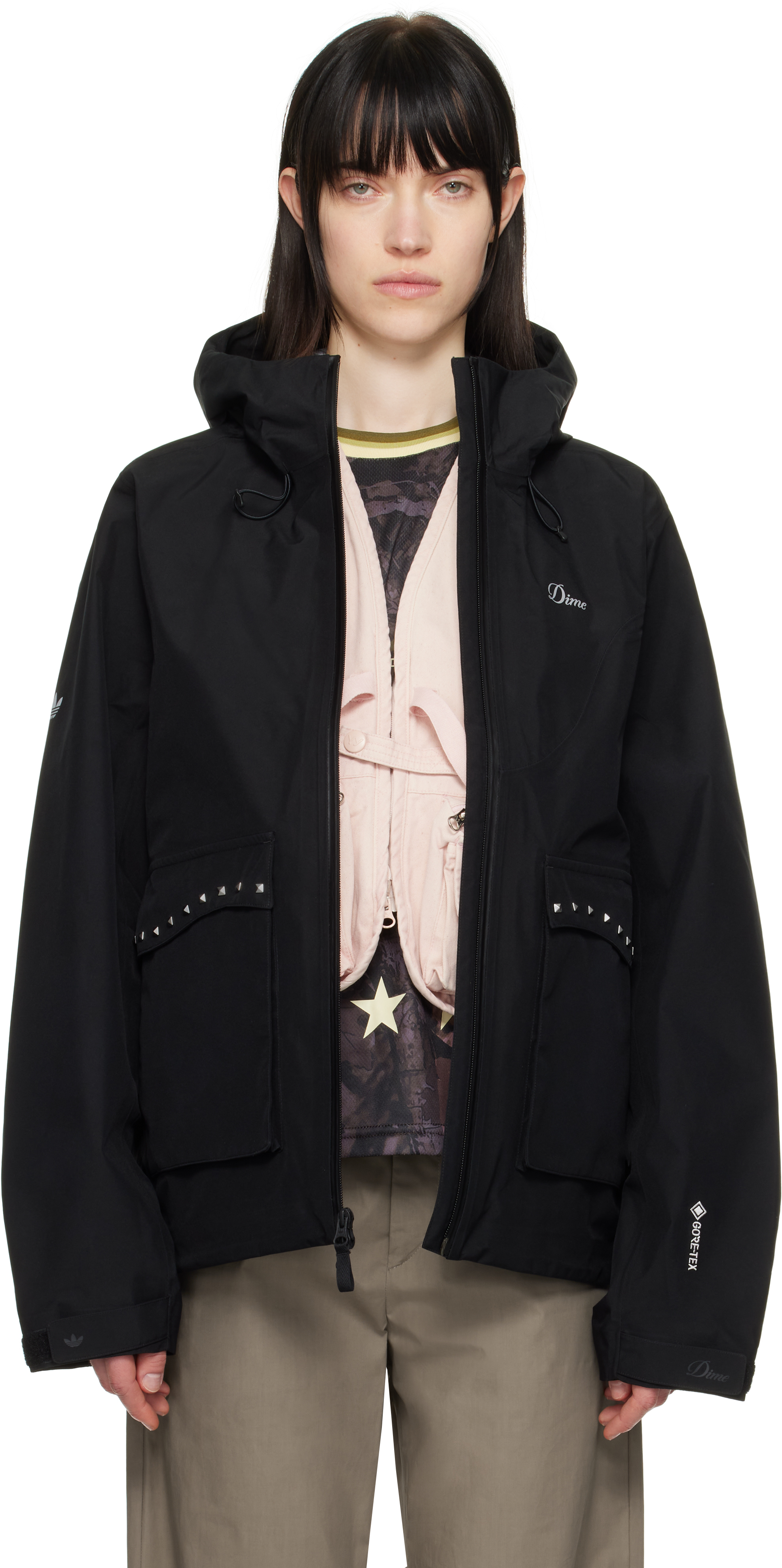 Dime Adidas Originals Edition Studded Gore-Tex Jacket In Black