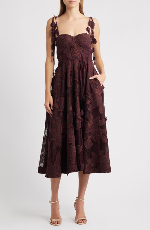 farm rio blue lace garden midi dress Farm Rio Women's Tonal Floral Midi Dress, Sand, M / Sand main image 1