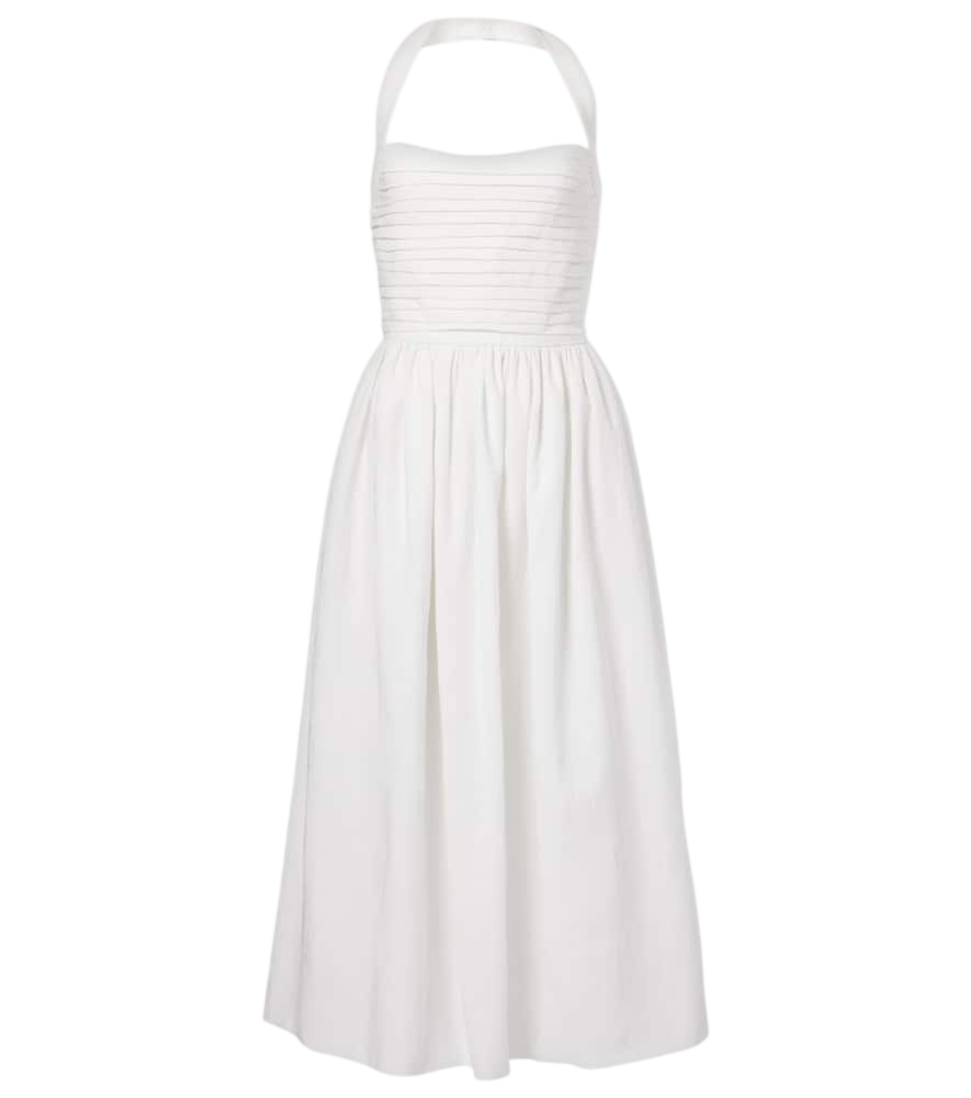 MARKARIAN Markarian Leia Ruched Embroidered Cotton Midi Dress